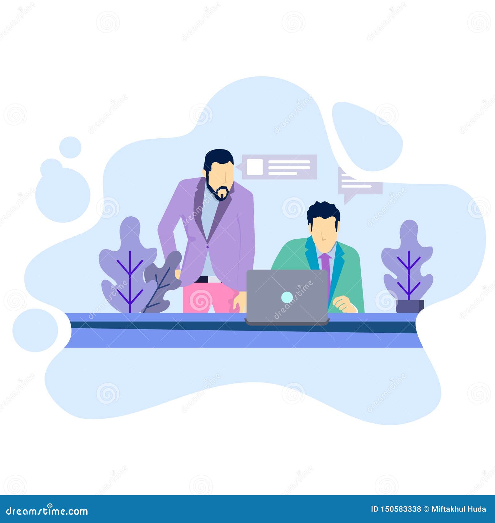 Two Guys Working Together in the Office Stock Illustration ...