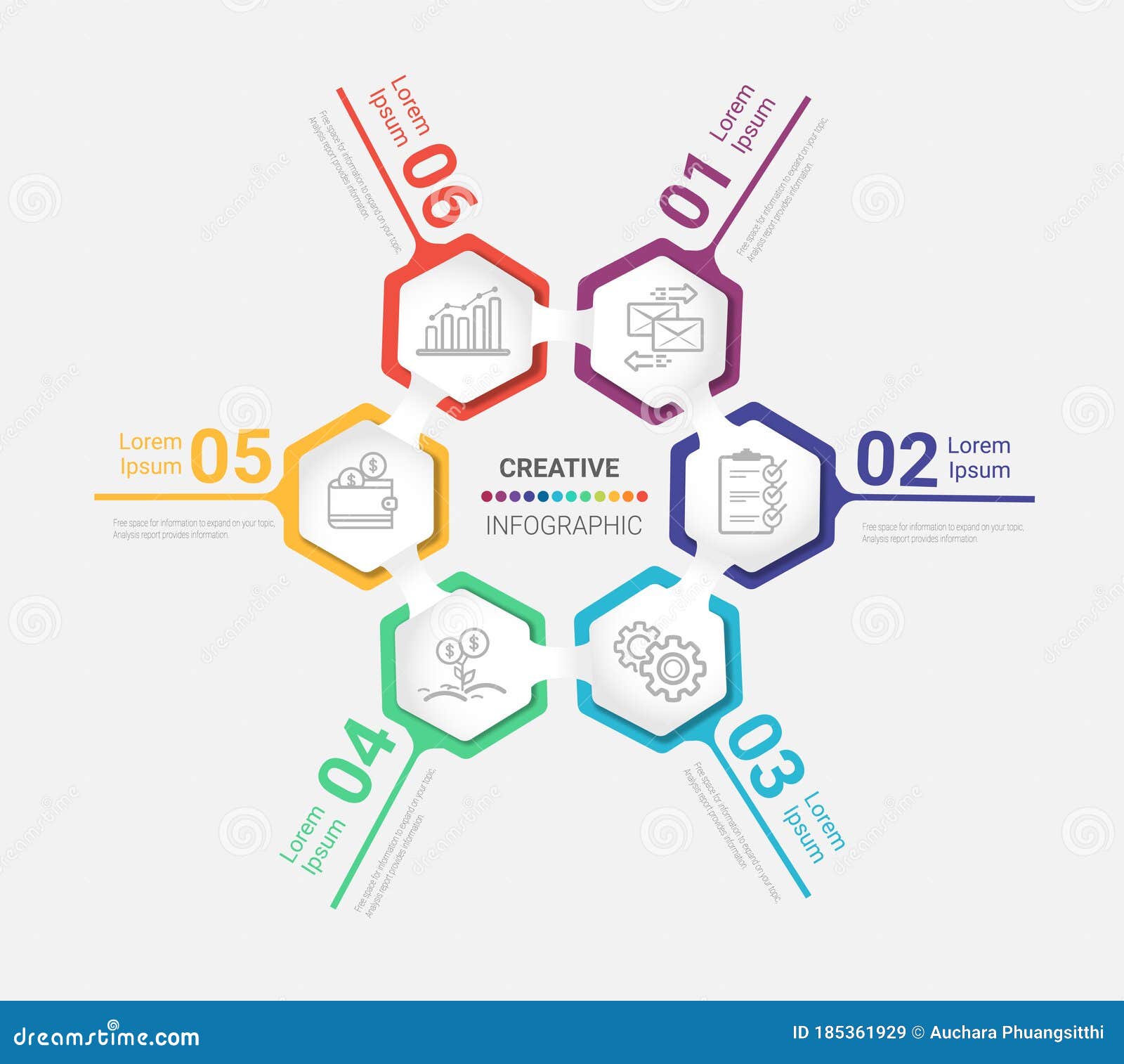 Circle Infographics Elements Design with Numbers 6 Option Stock Vector ...