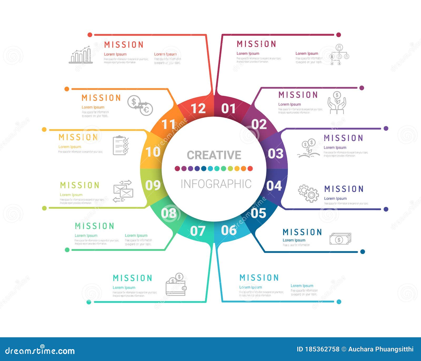 Infographic 12 Months Modern Timeline Diagram Calendar With 4 Quarter ...