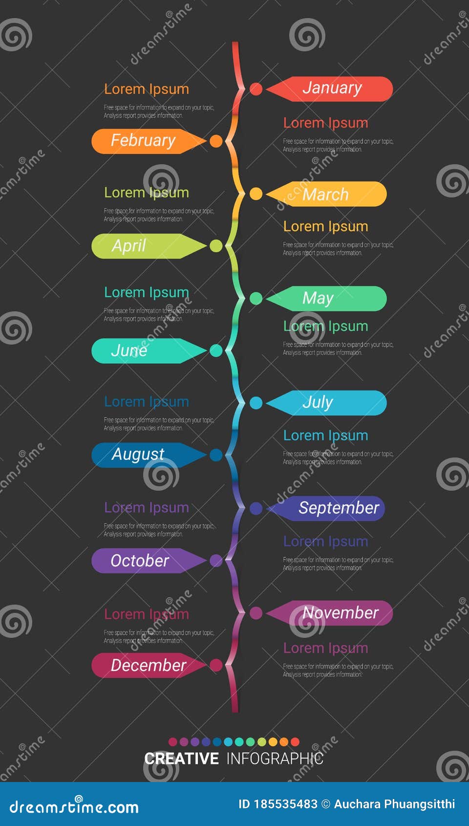 Infographics Month Planner Design Vector 12 Steps and Presentation ...