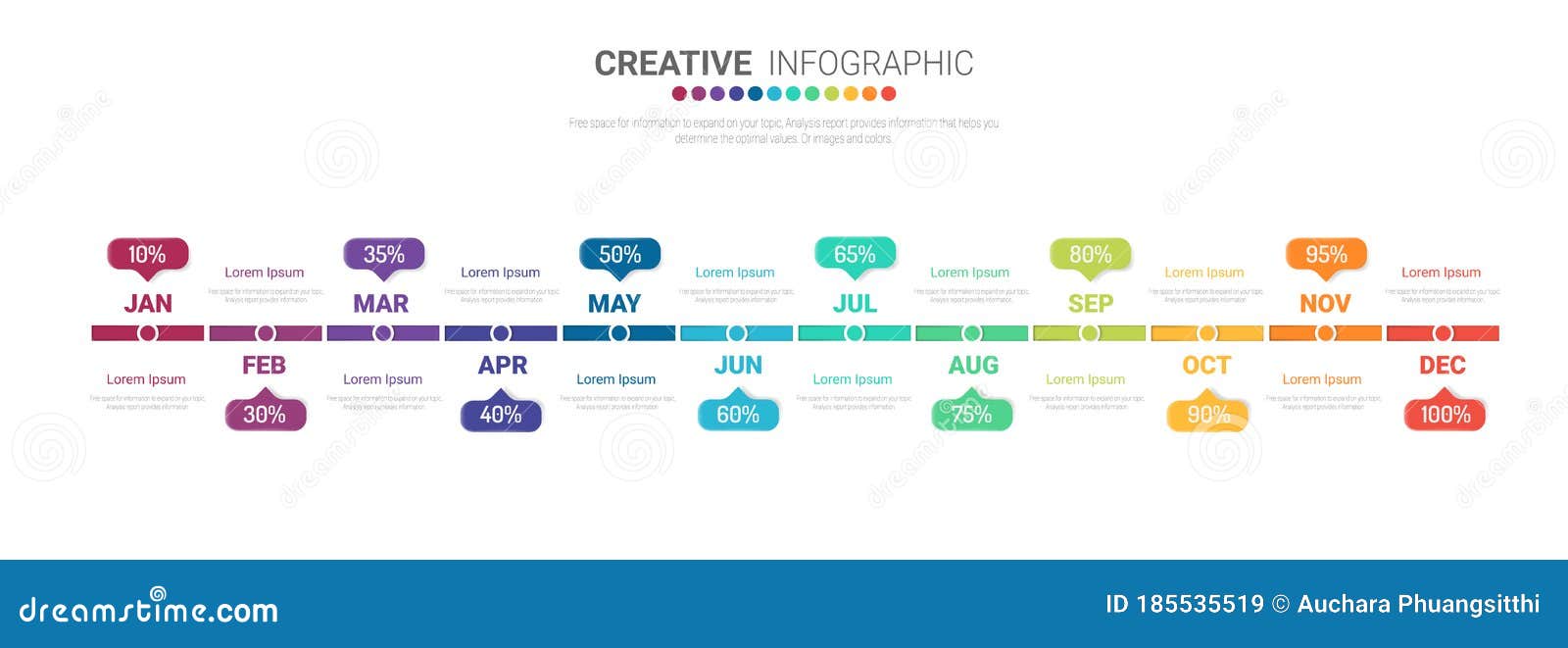 Timeline Template for 12 Months, 1 Year Stock Vector - Illustration of ...