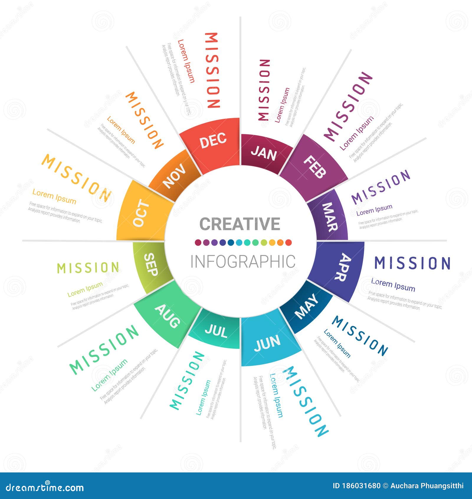 Presentation Circle Design,infographics Elements Design with 12 Months ...