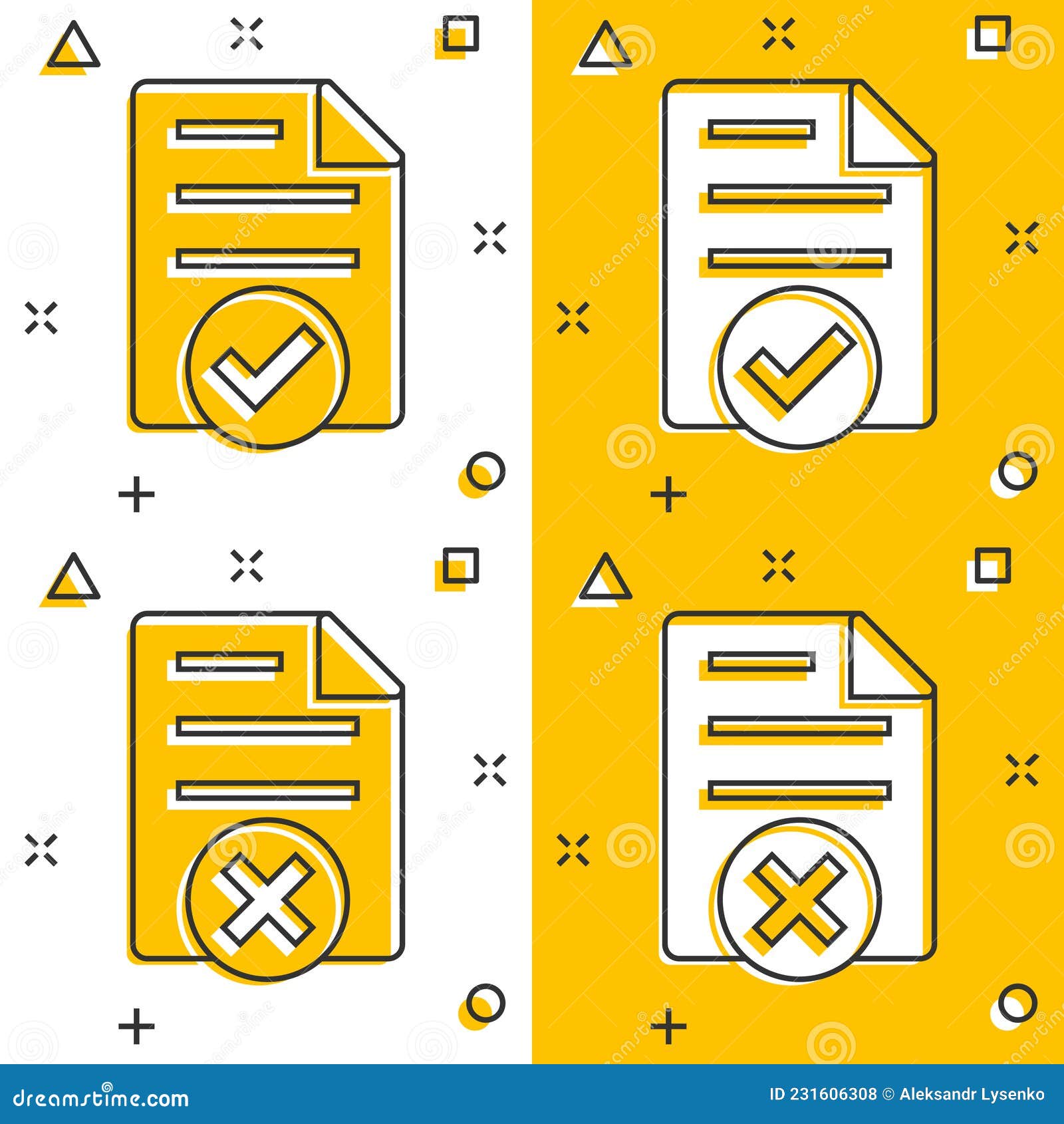 Document Accepted Icon In Comic Style. Correct Cartoon Vector ...