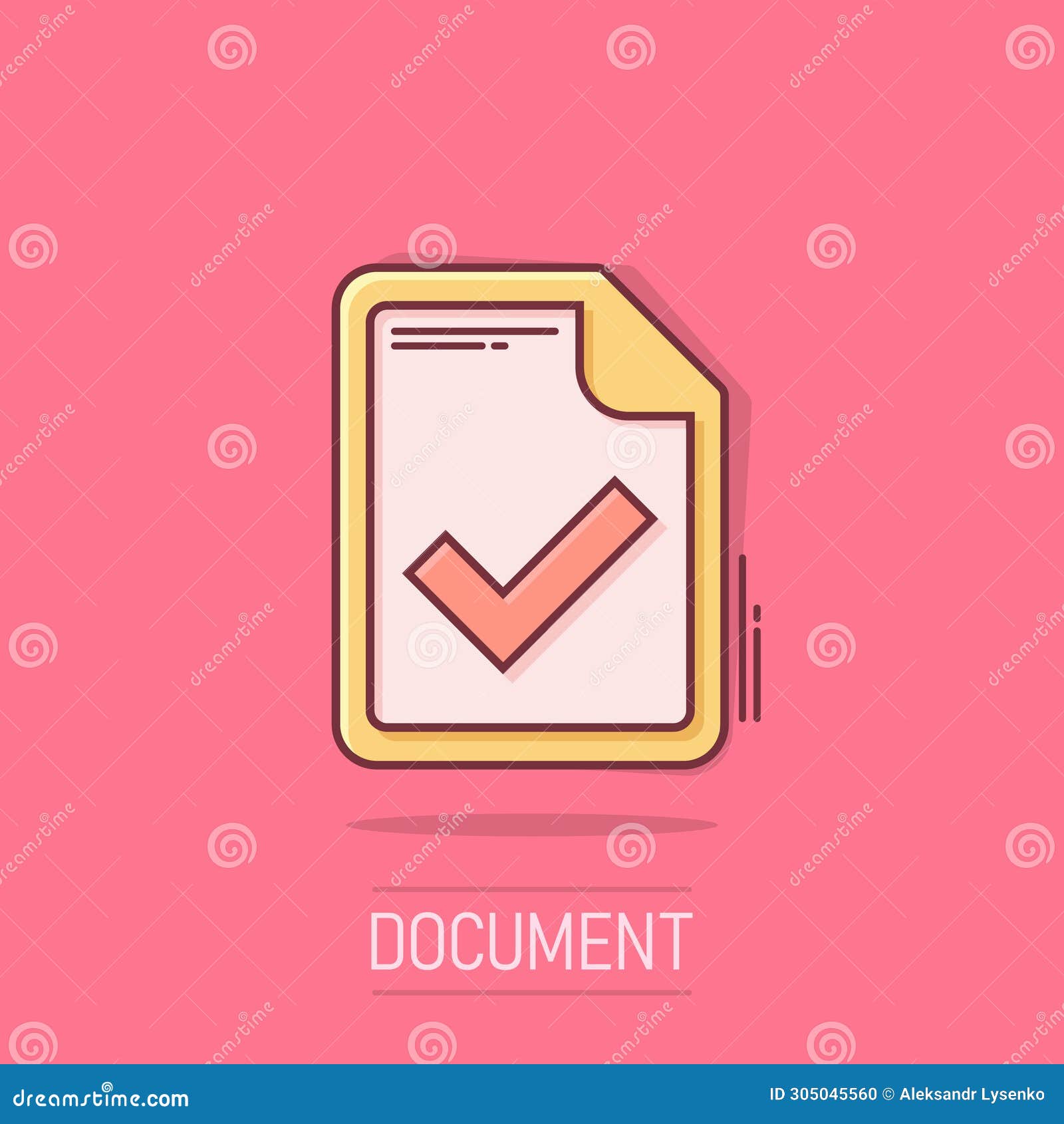 Document Accepted Icon In Comic Style. Correct Cartoon Vector ...