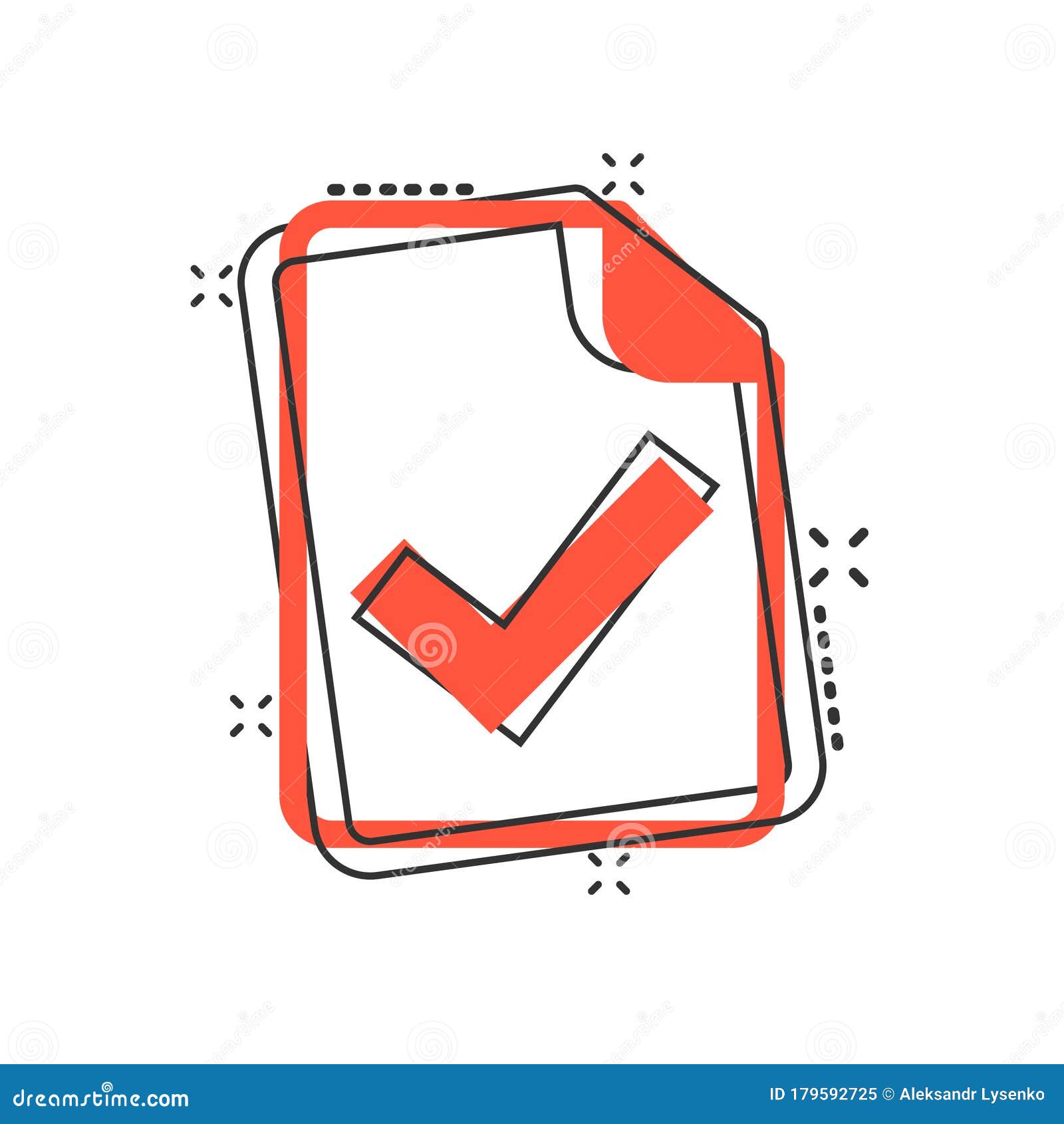 Document Accepted Icon In Comic Style. Correct Cartoon Vector ...