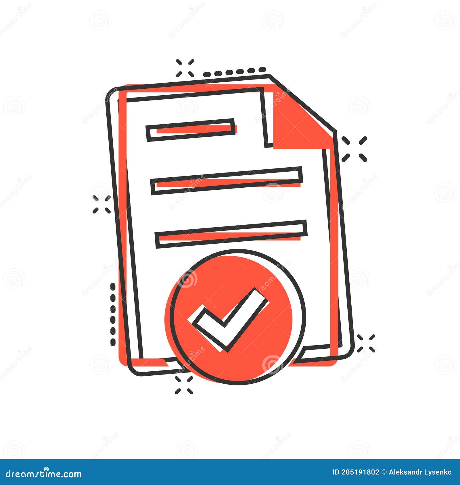 Document Accepted Icon In Comic Style. Correct Cartoon Vector ...