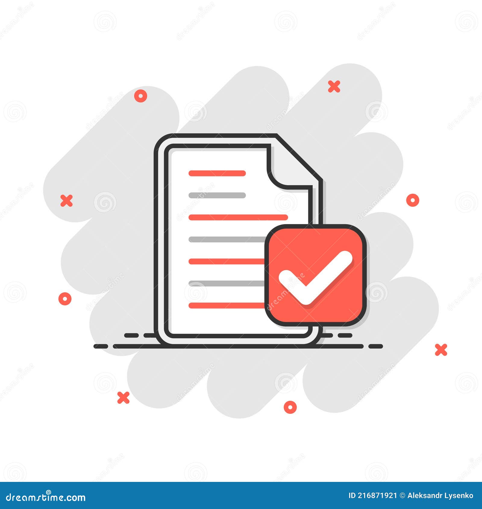 Document Accepted Icon In Comic Style. Correct Cartoon Vector ...