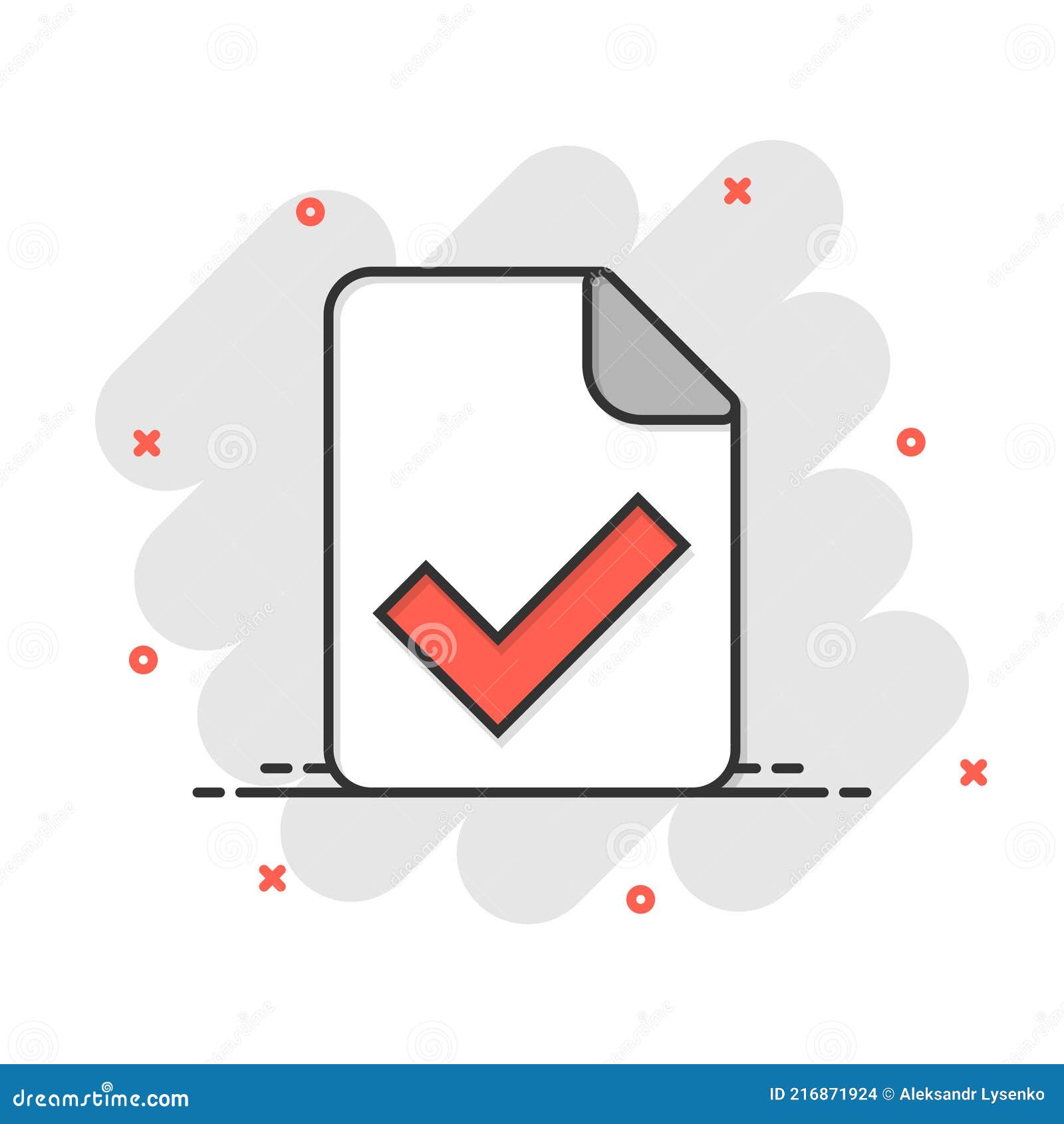 Document Accepted Icon In Comic Style. Correct Cartoon Vector ...