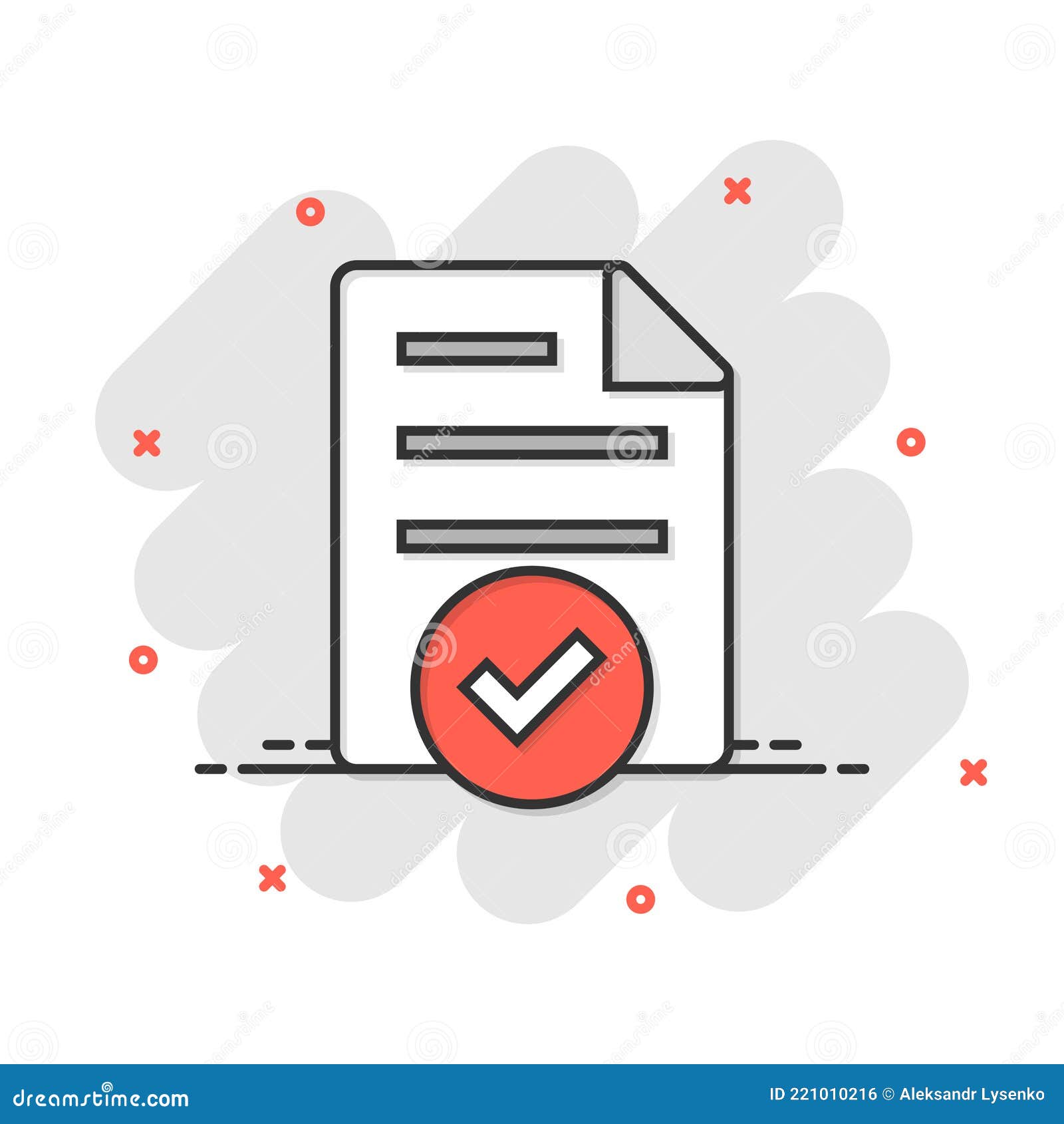 Document Accepted Icon In Comic Style. Correct Cartoon Vector ...
