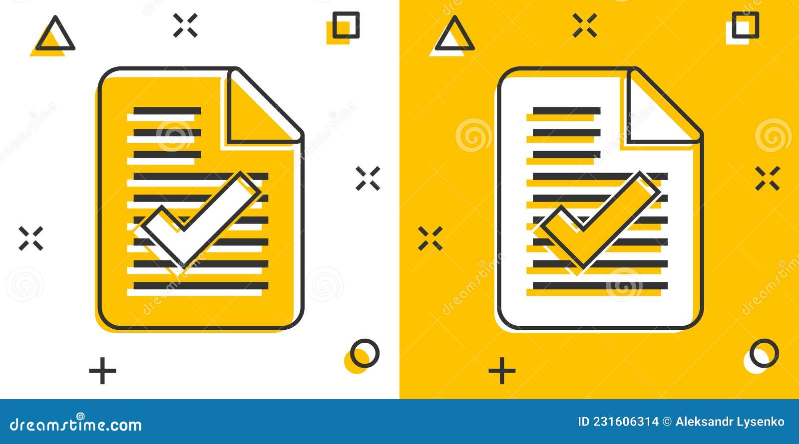 Document Accepted Icon In Comic Style. Correct Cartoon Vector ...