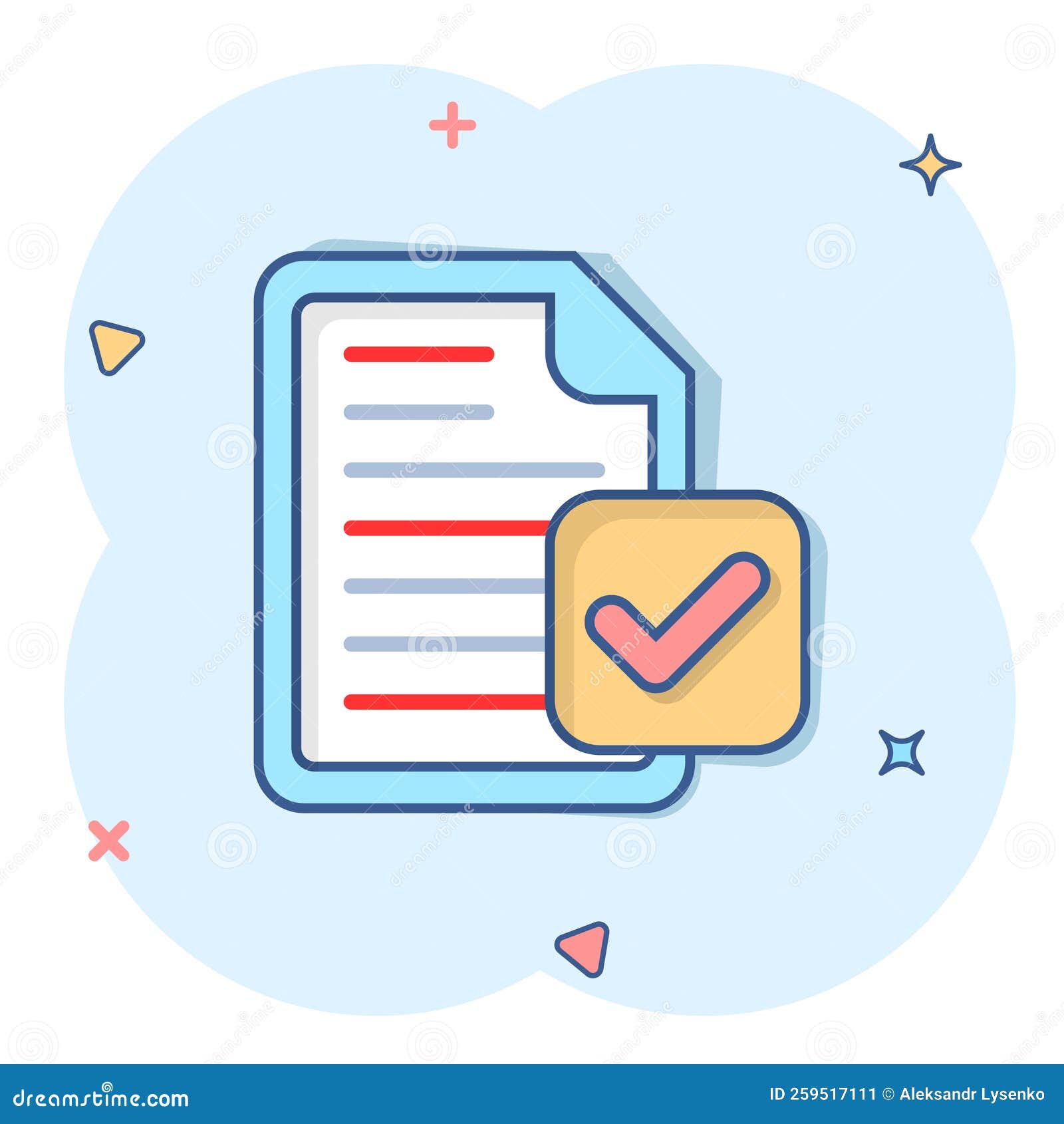 Document Accepted Icon in Comic Style. Correct Cartoon Vector ...