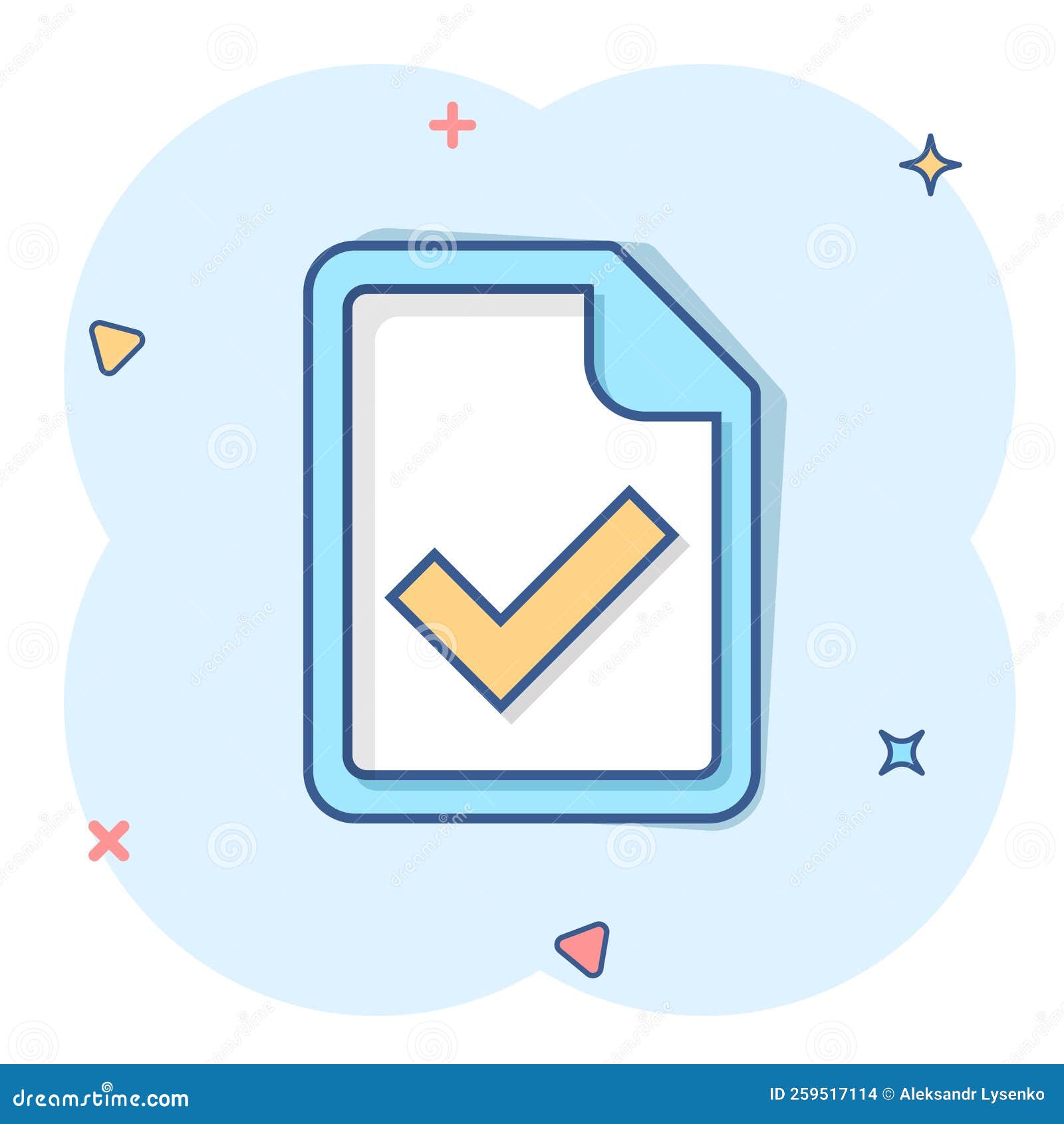 Document Accepted Icon in Comic Style. Correct Cartoon Vector ...
