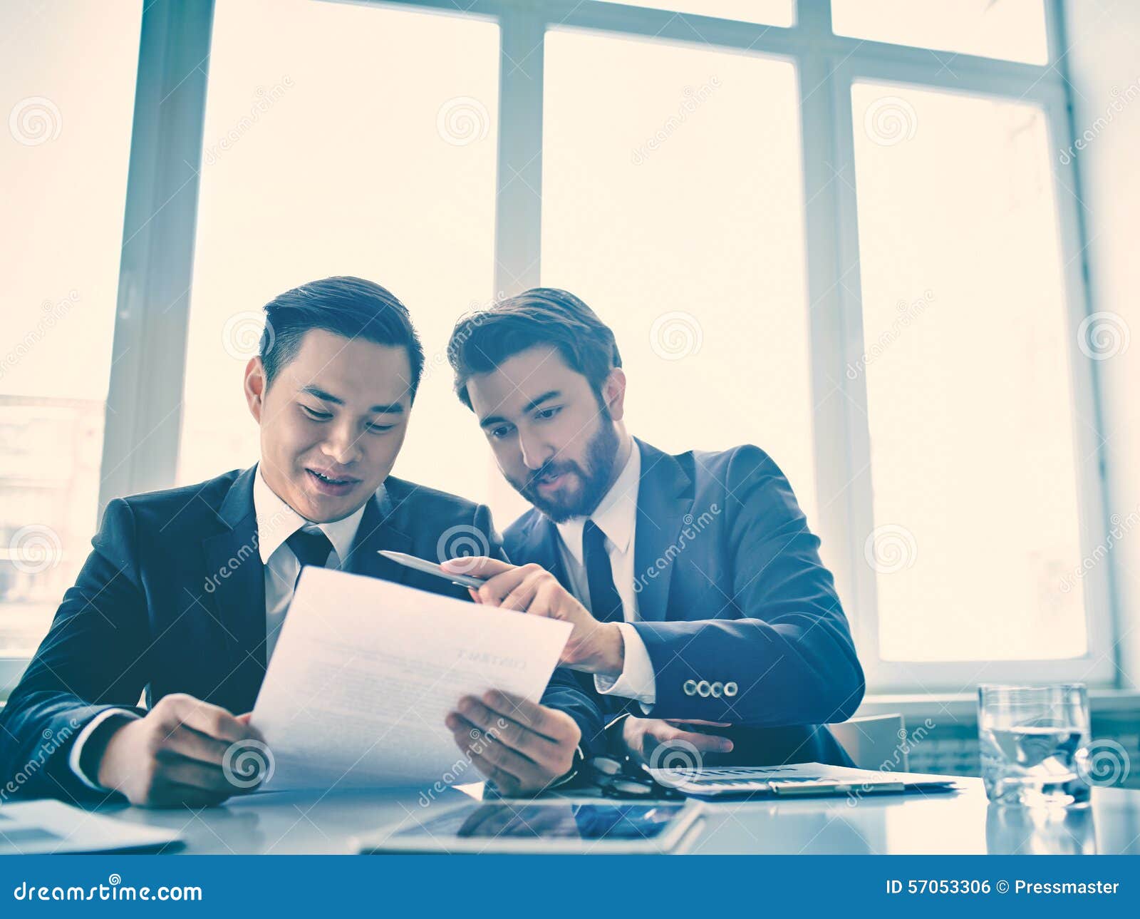 Document analysis stock photo. Image of holding, glass - 57053306