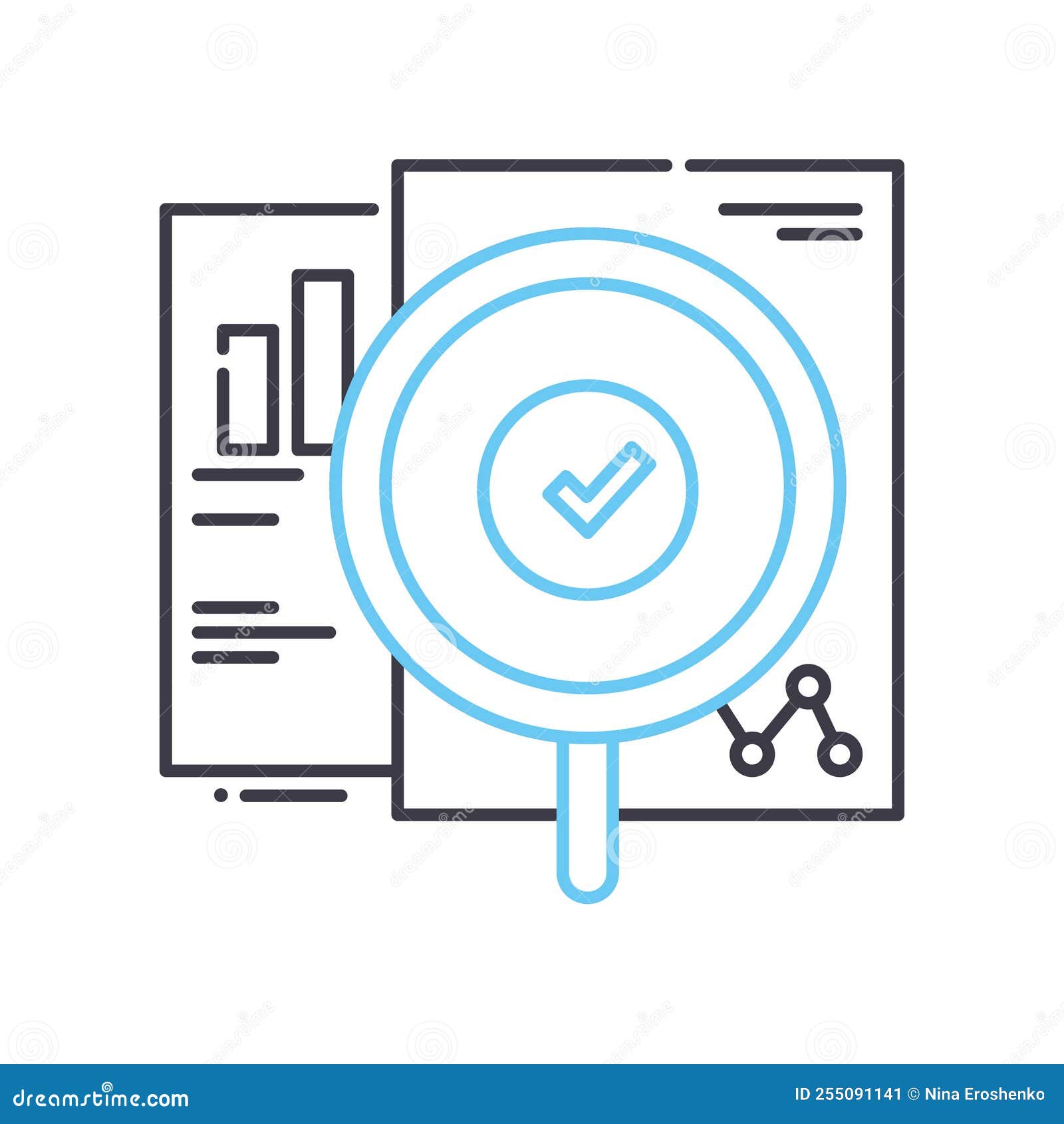 Document Analysis Line Icon, Outline Symbol, Vector Illustration ...