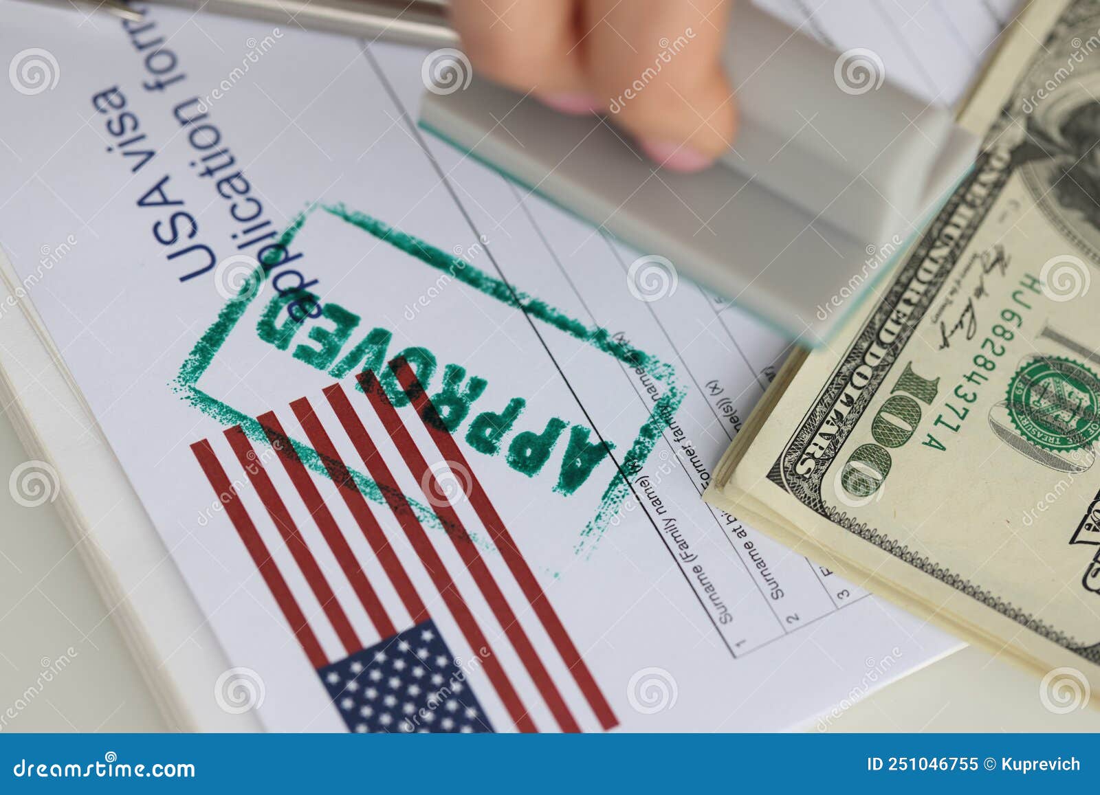 Document is Approved for US Visa Closeup Stock Image - Image of ...
