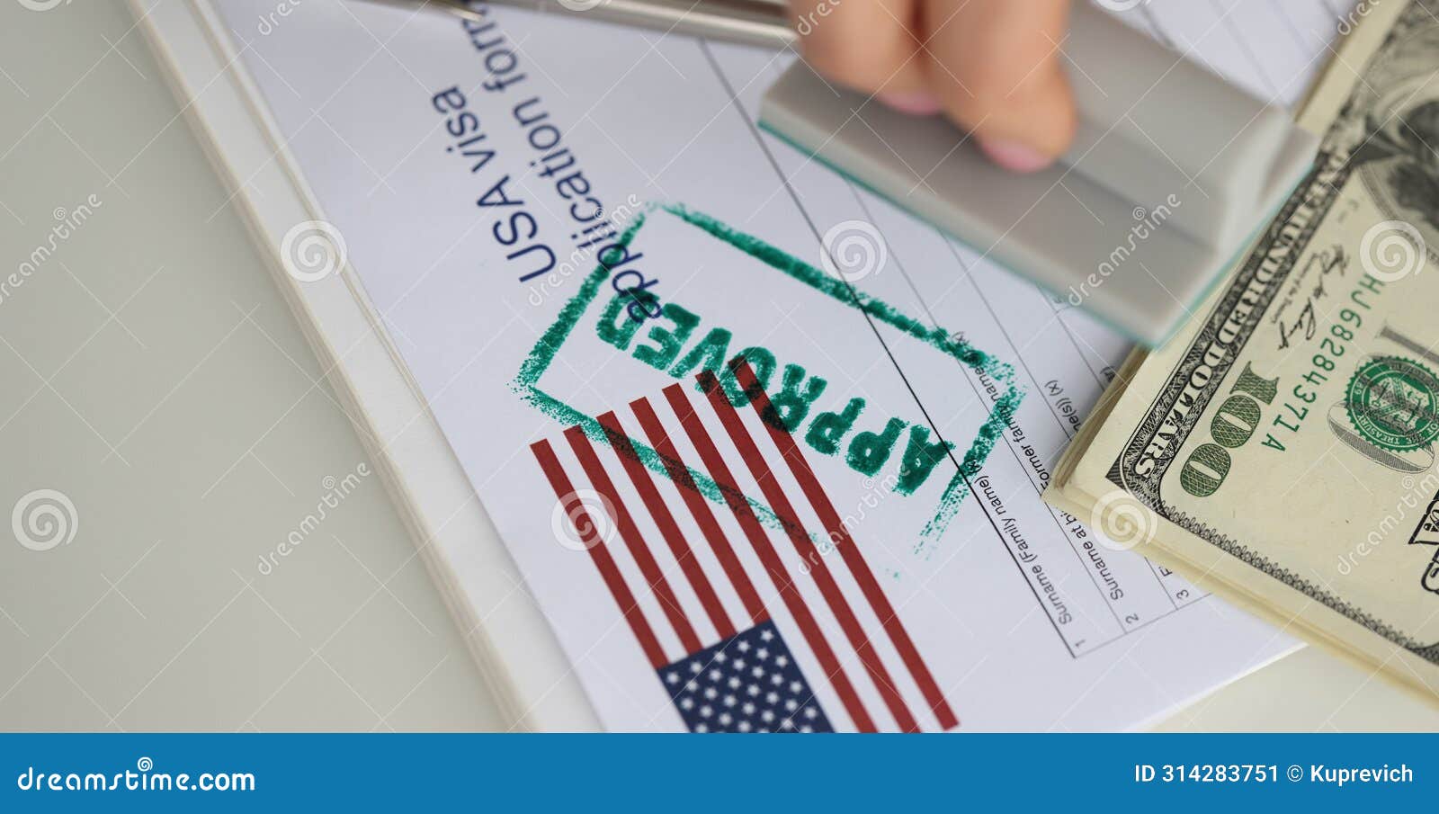 Document is Approved for US Visa Closeup Stock Image - Image of control ...