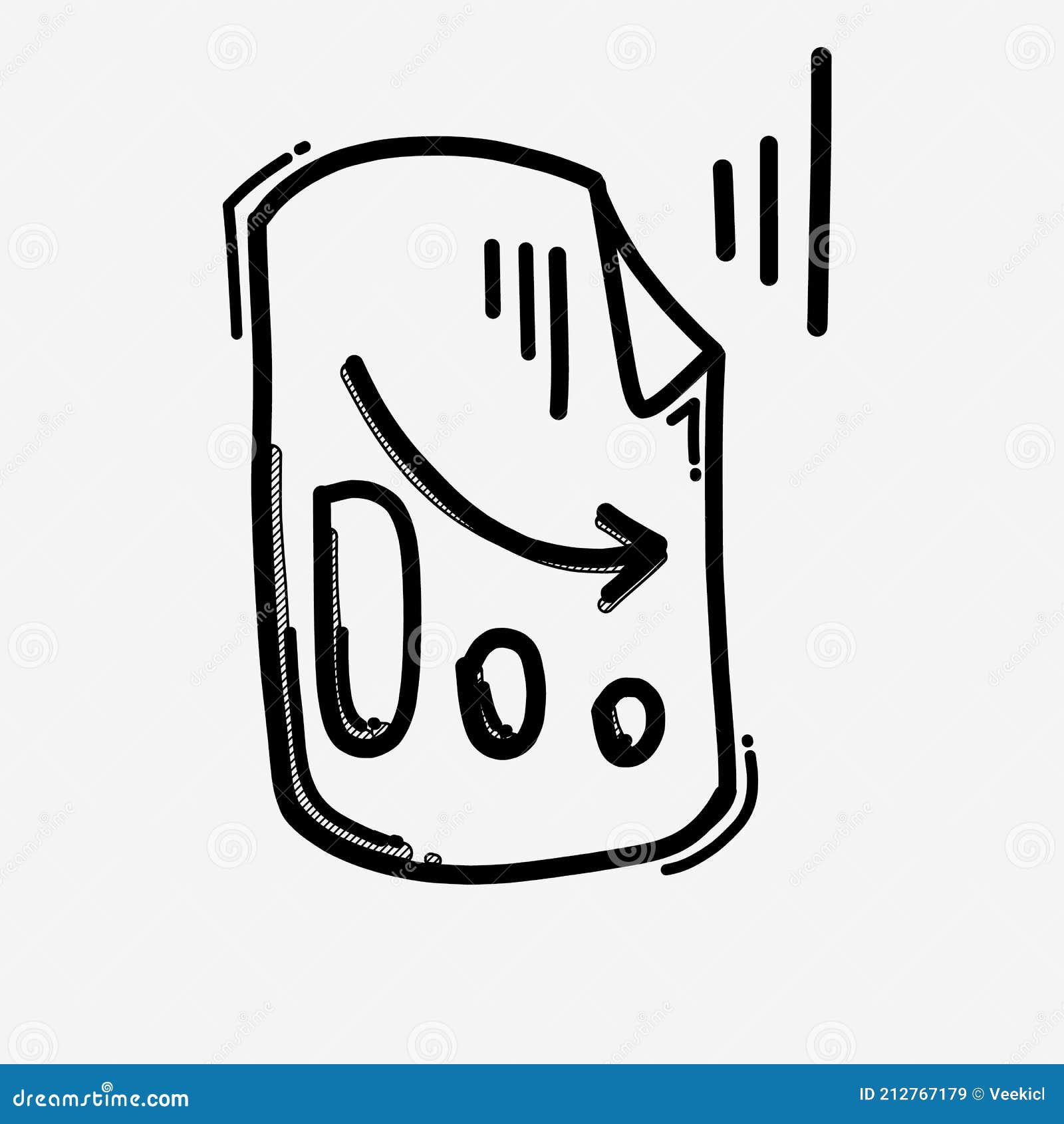 Document Arrow Graph Down Vector Icon. Drawing Sketch Illustration Hand ...