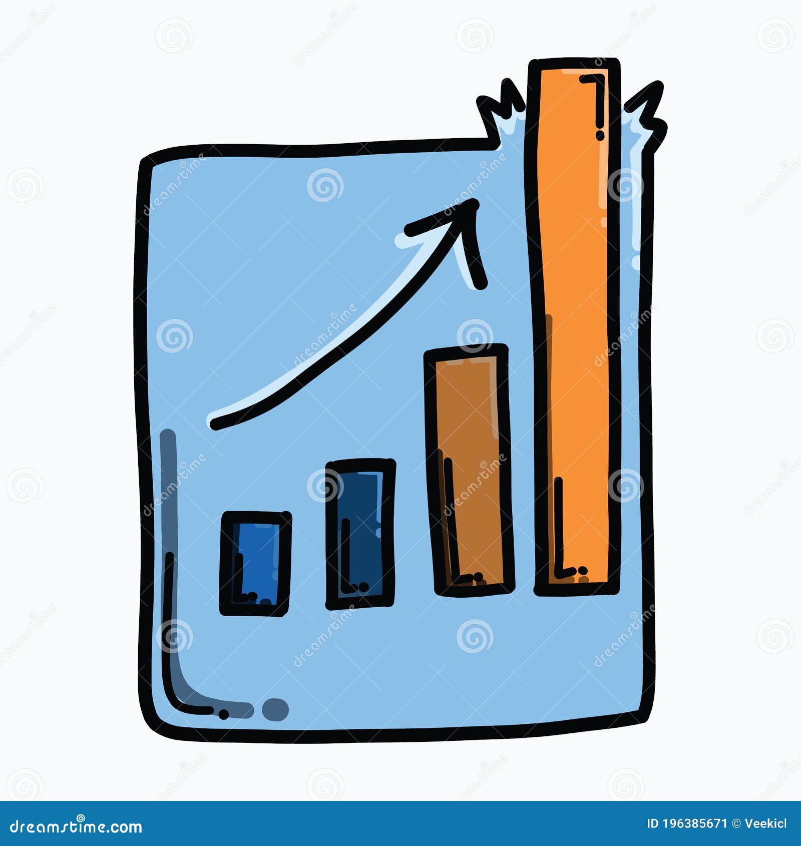 Document Arrow Graph Up Color Vector Icon. Drawing Sketch Illustration ...