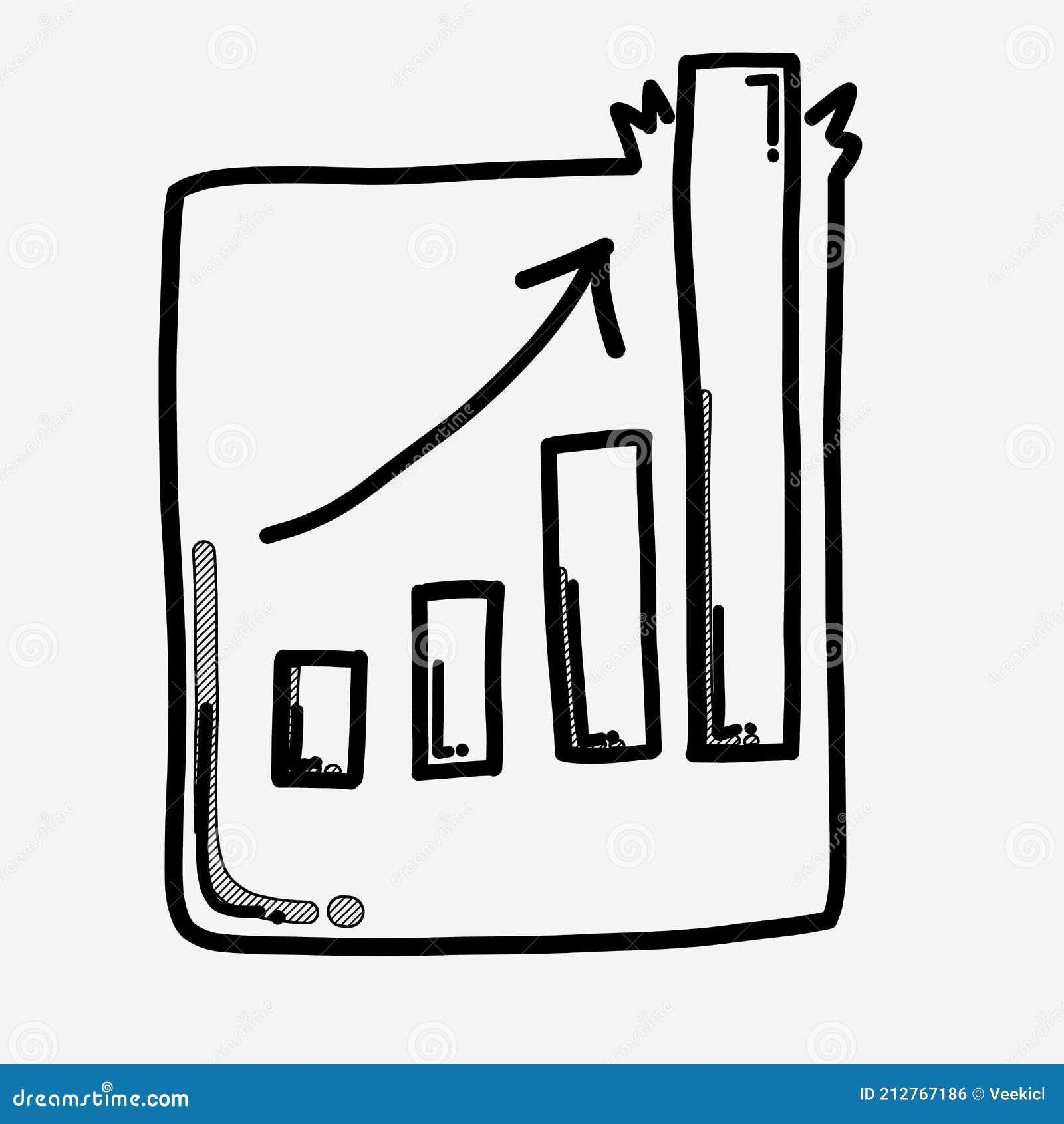 Document Arrow Graph Up Vector Icon. Drawing Sketch Illustration Hand ...