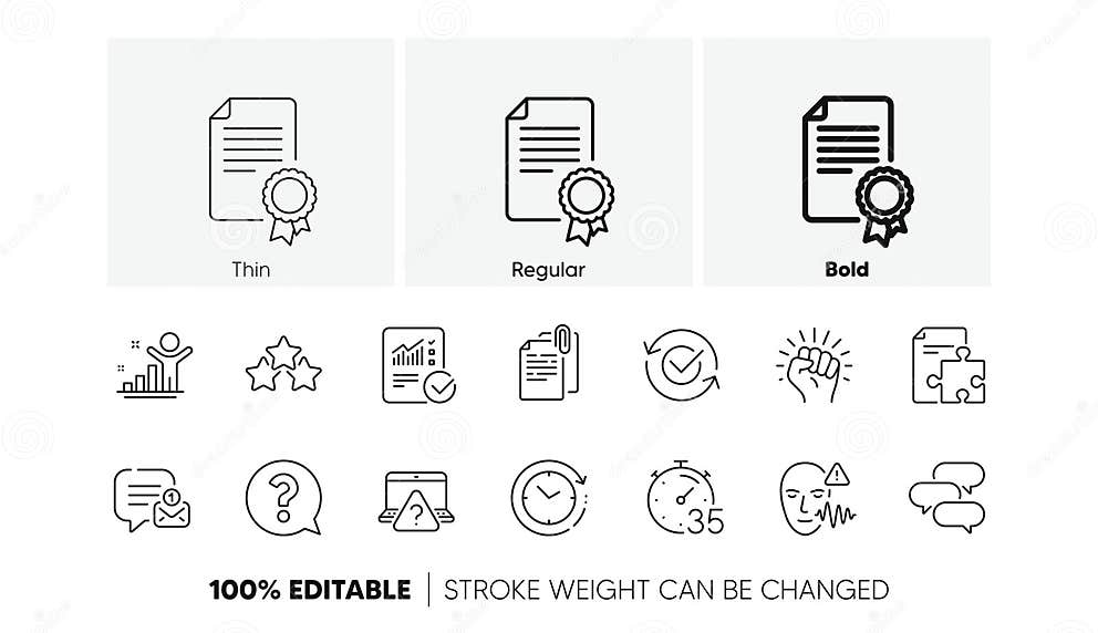 Document Attachment, Timer and Question Mark Line Icons. for Web App, Printing. Line Icons ...