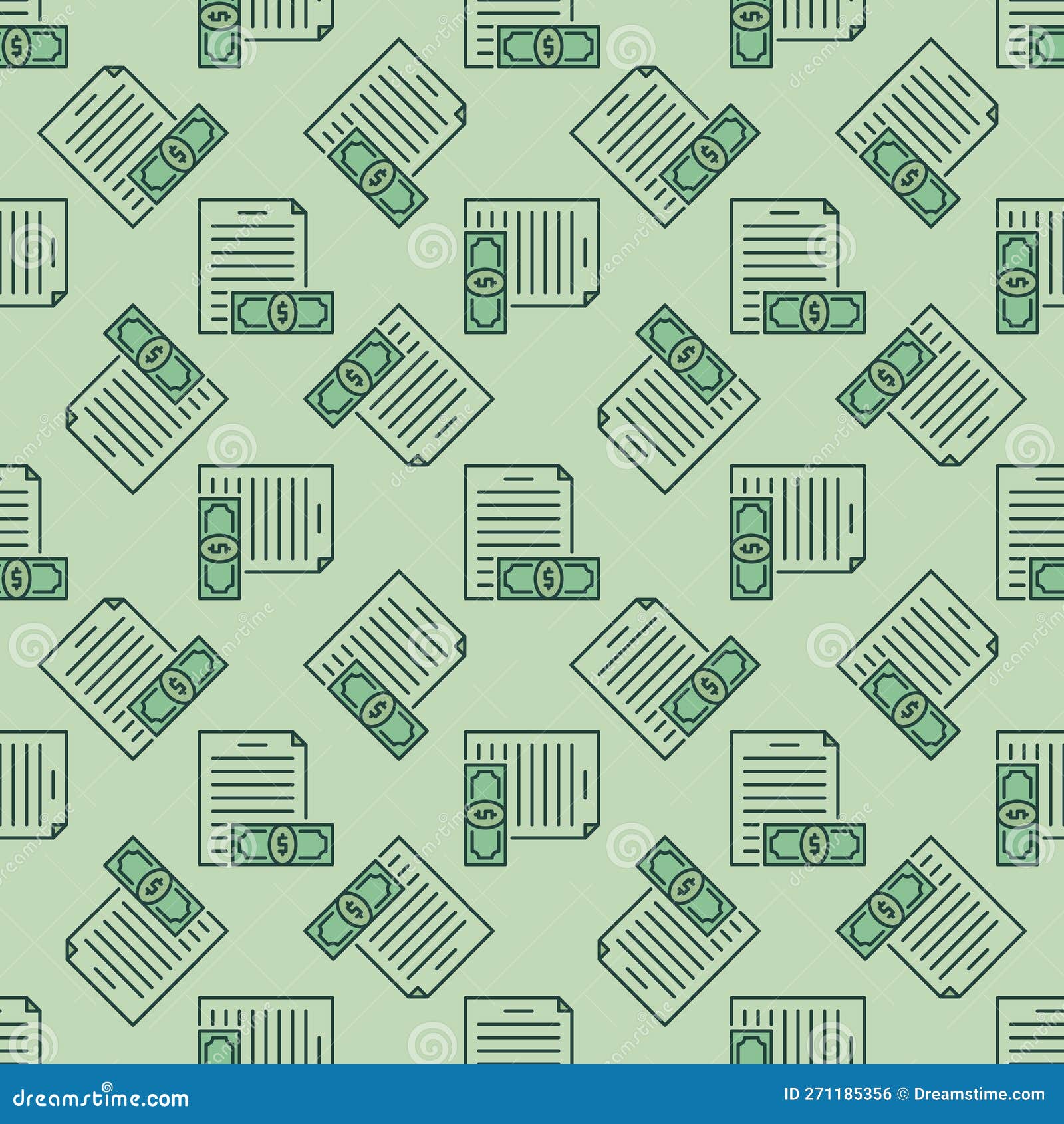Document with Banknote Vector Payment Colored Seamless Pattern Stock ...