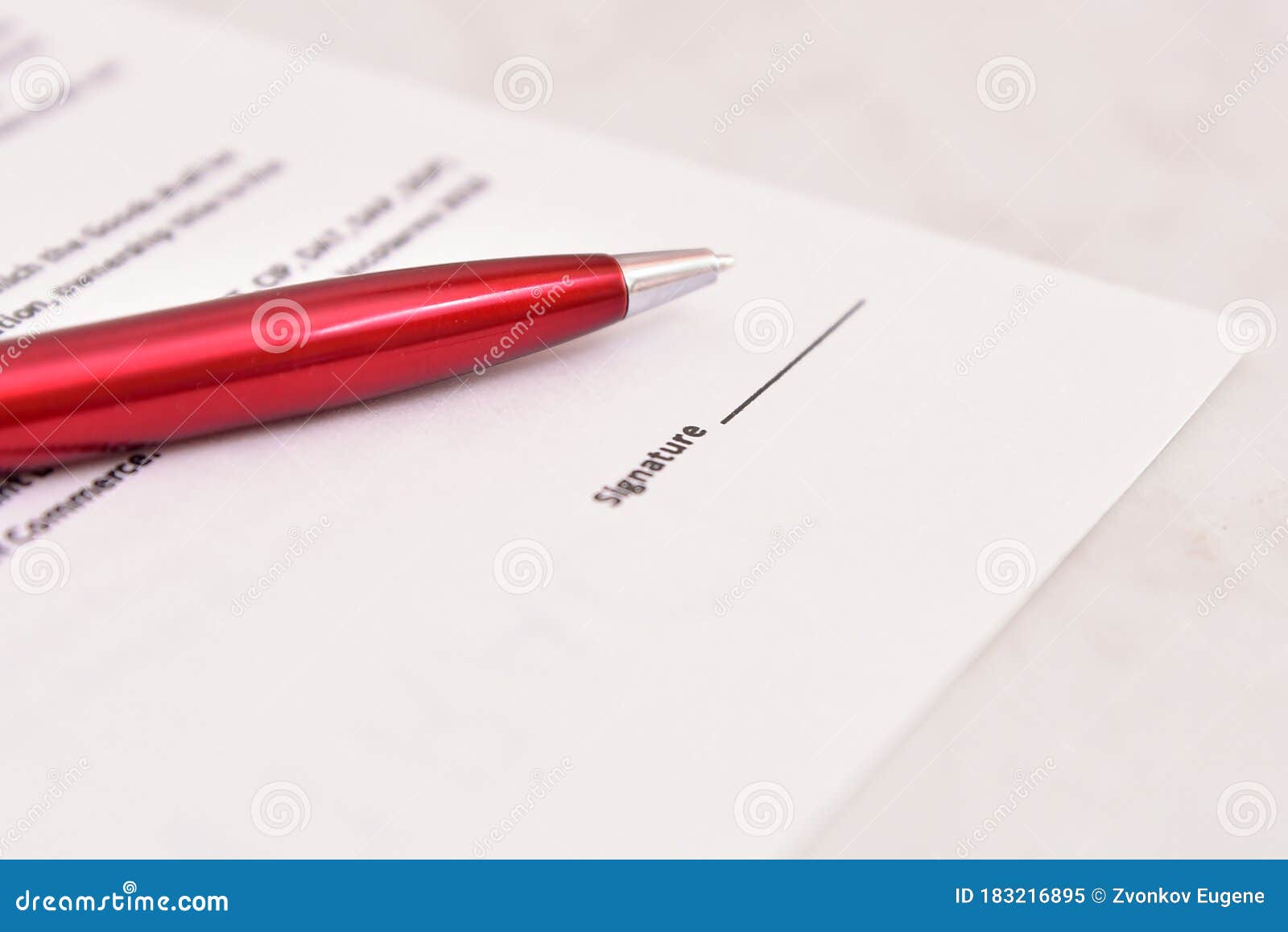 Document Blank with Red Pen and Space for Signature Stock Image - Image ...