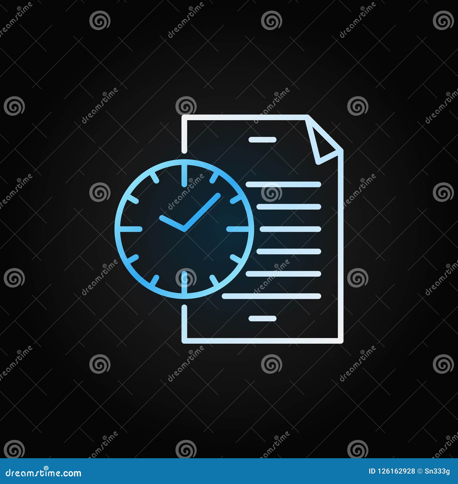 Document with Blue Clock Icon. Vector File with Time Sign Stock Vector ...