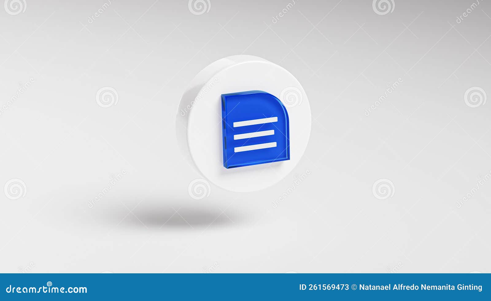 Document Blue Glass Icon Button on Circle App Symbol 3D Render Stock ...