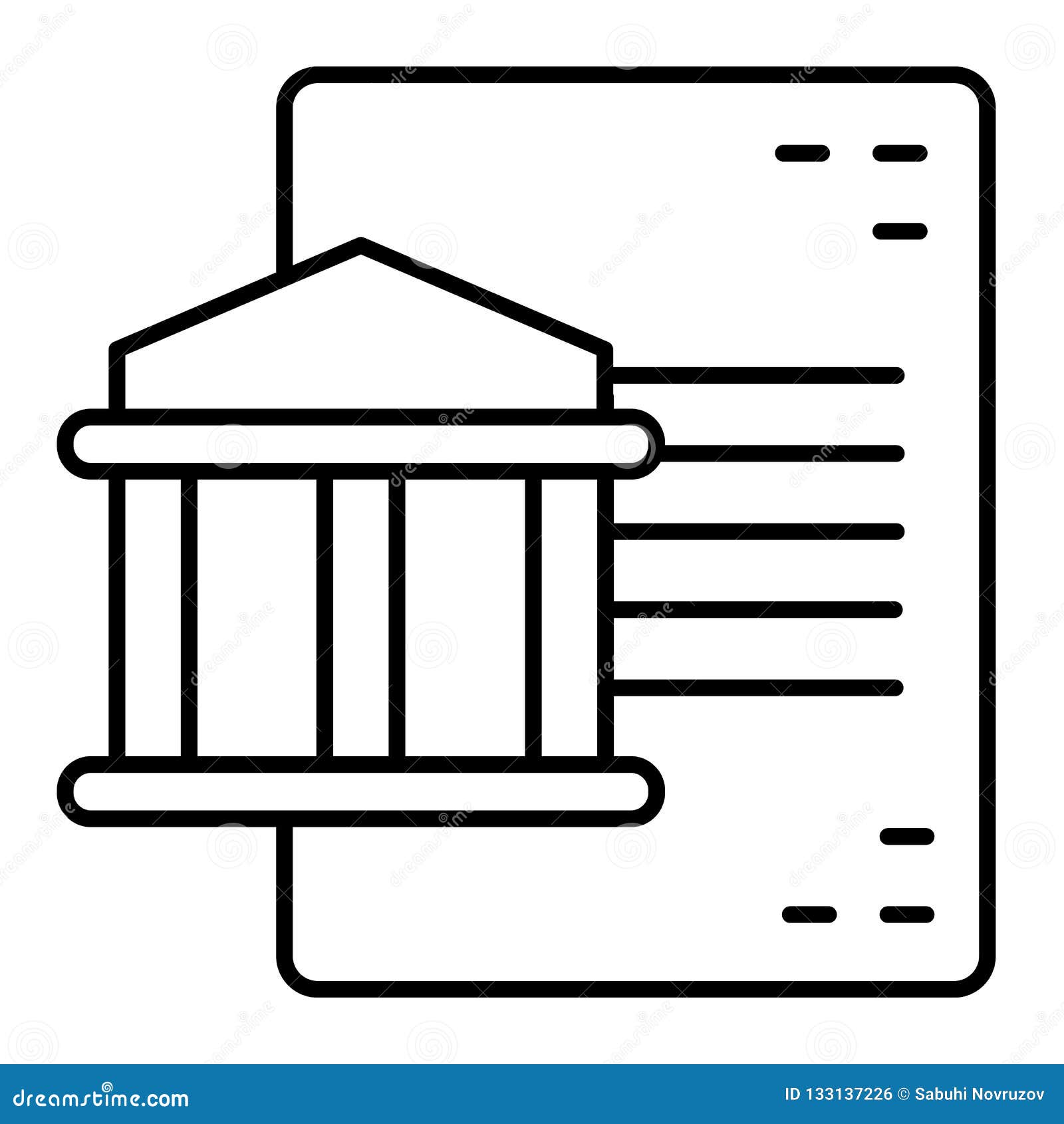 Document and Building Thin Line Icon. College Documentation Vector ...