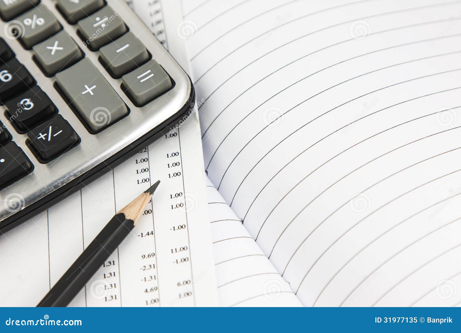 Document, Calculatrice Et Crayon Image stock - Image of remarque ...