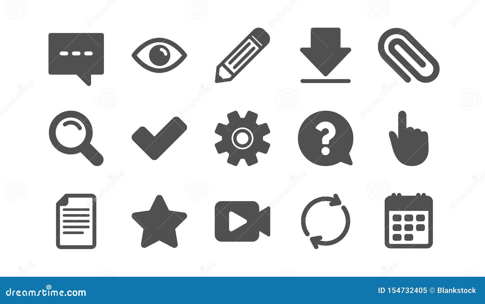 Document, Calendar And Question Mark Icons. Search, Video And Check ...
