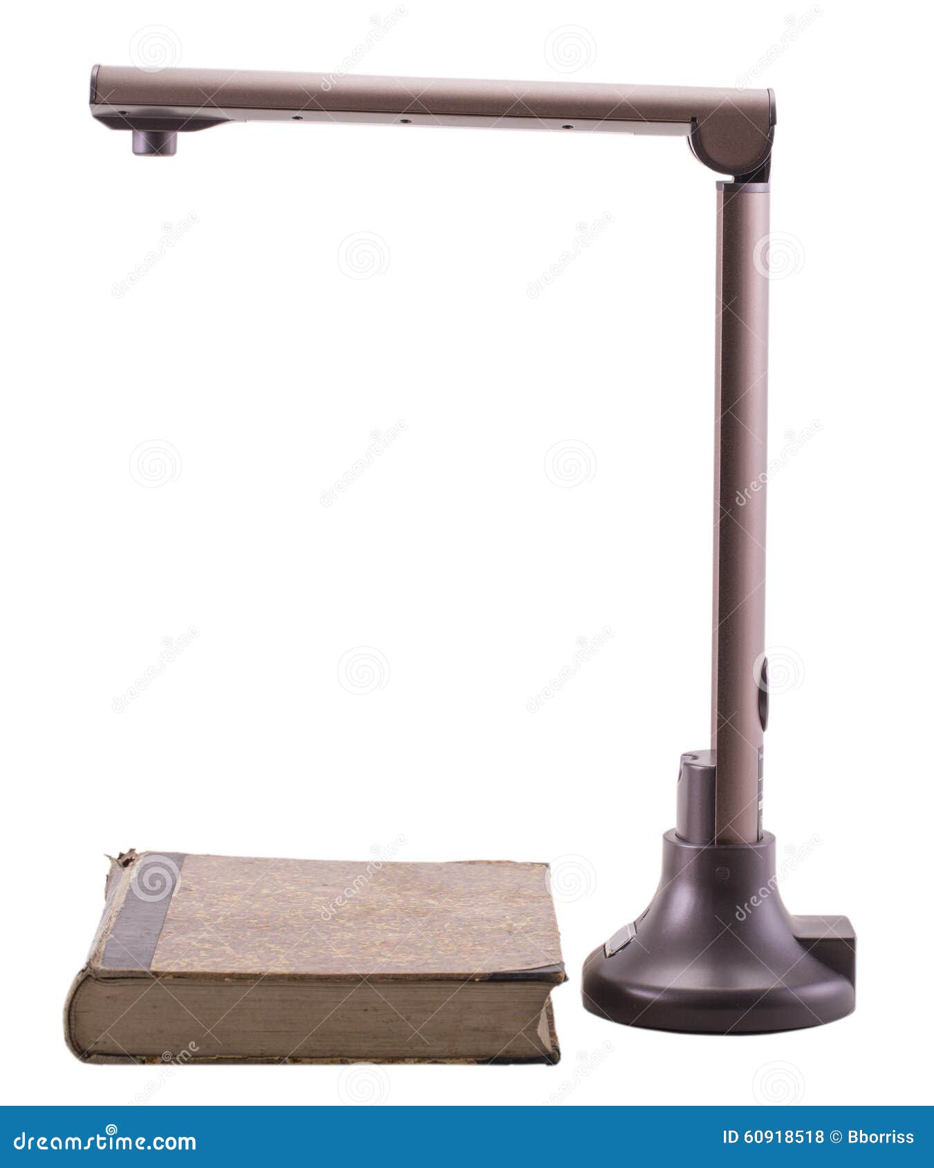 The Document Camera and the Old Book on a White Background Stock Photo ...