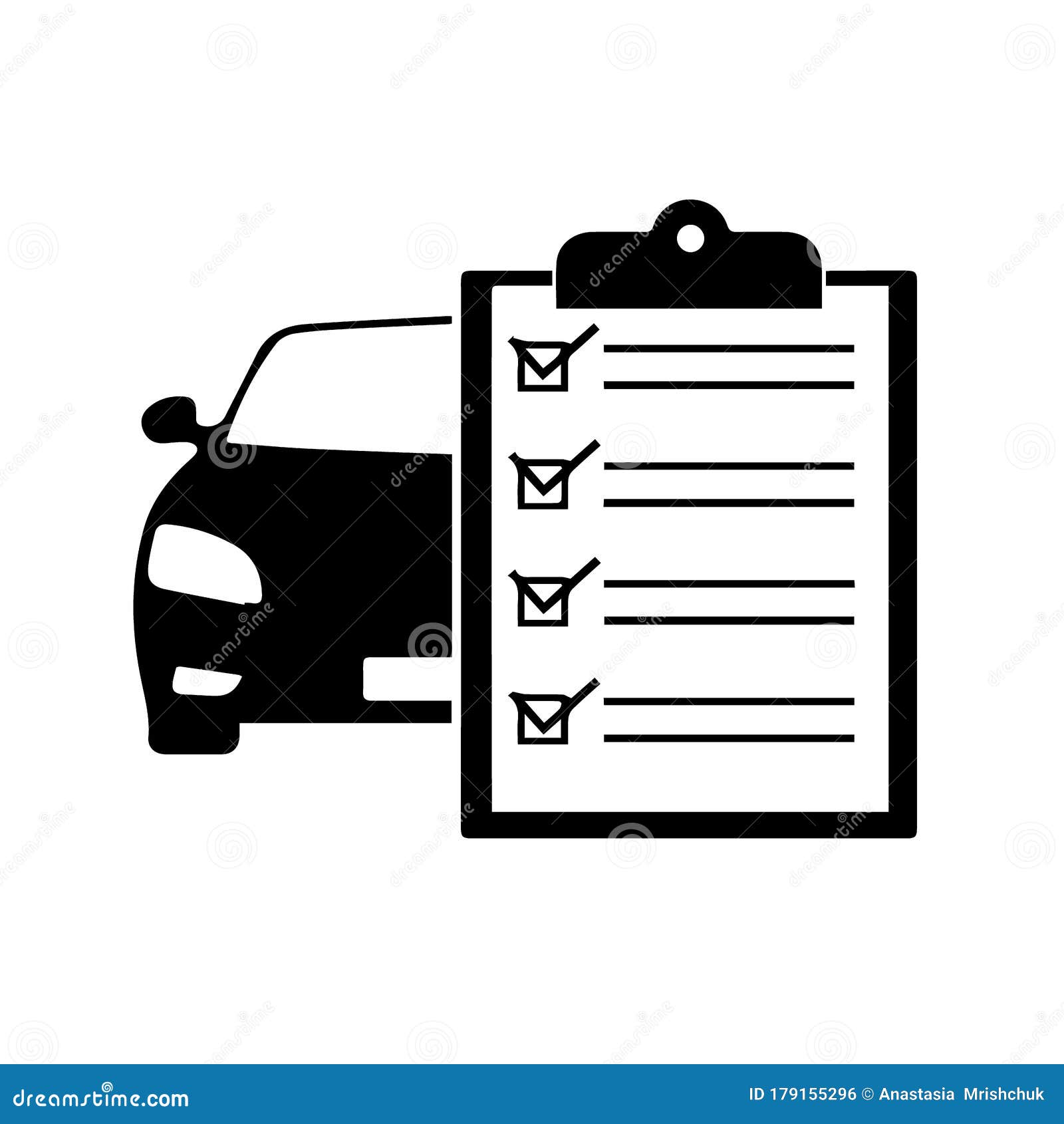 Document and Car Icon on a White Background. Vector Illustration Stock ...