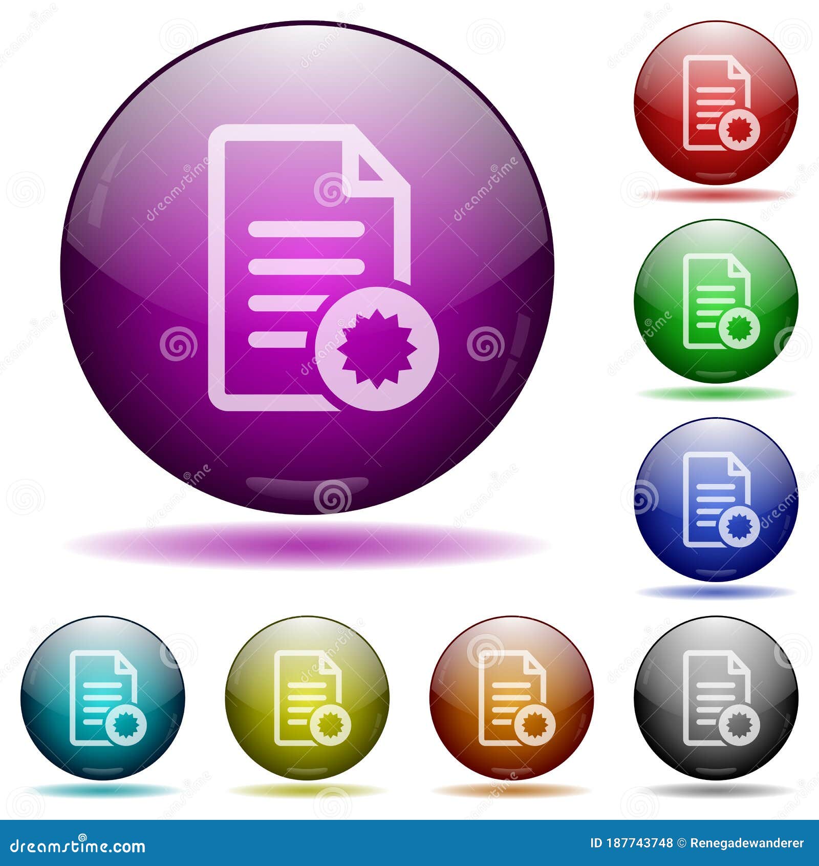 Document Certificate Engraved Icons On Edged Square Buttons Vector ...
