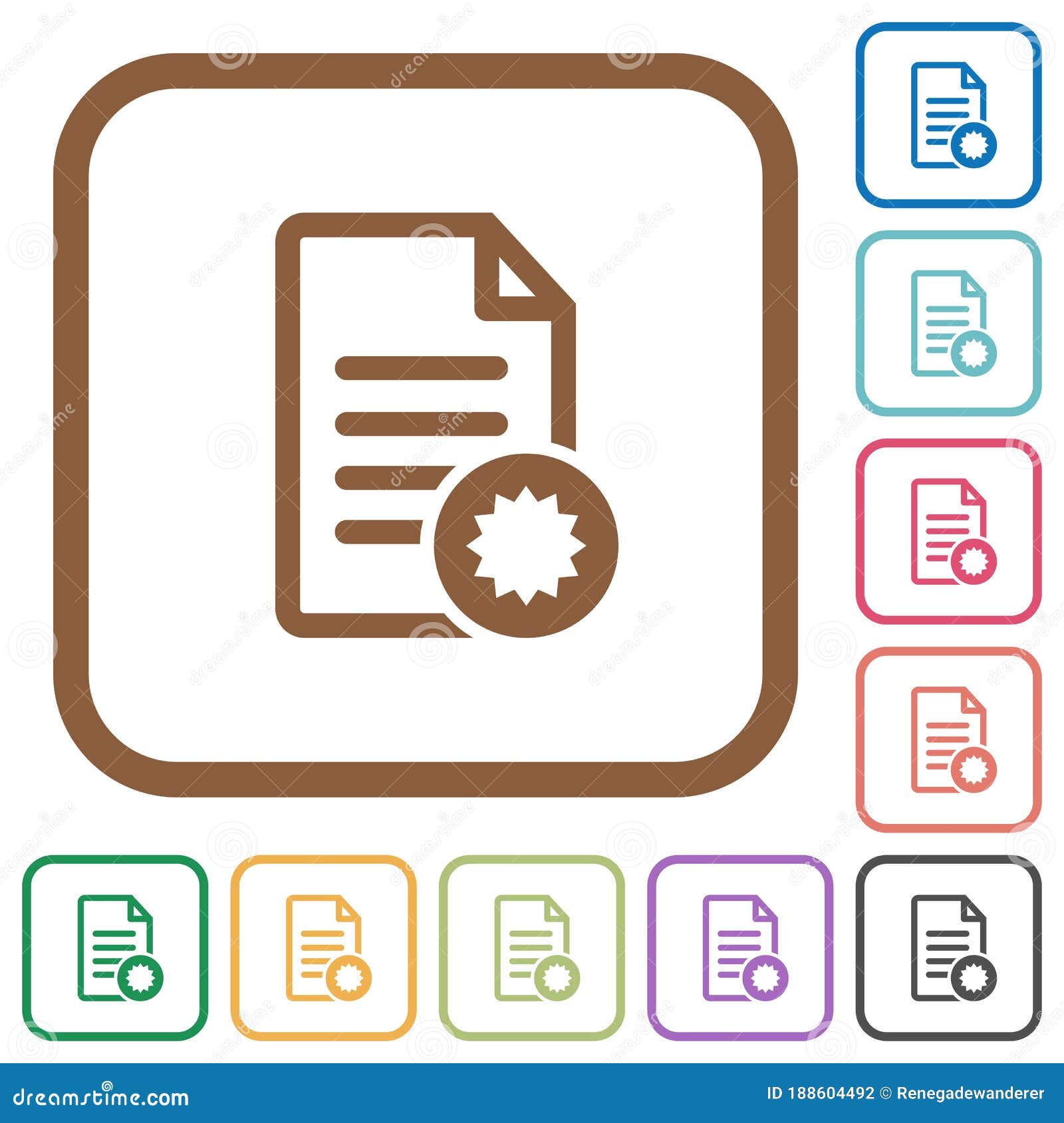 Document Certificate Simple Icons Stock Vector - Illustration of colors ...