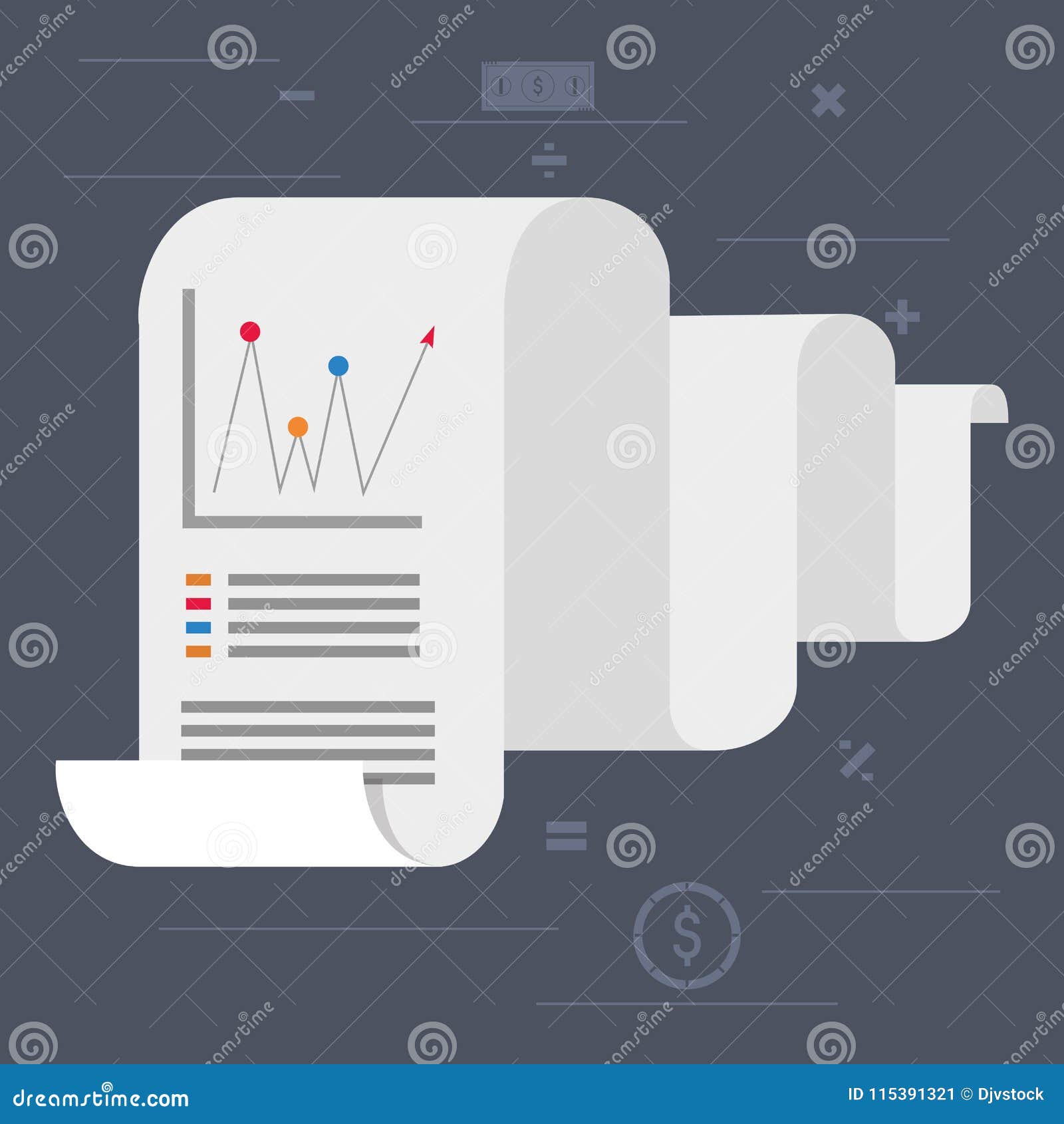 Document with Chart and Statistics Stock Vector - Illustration of ...