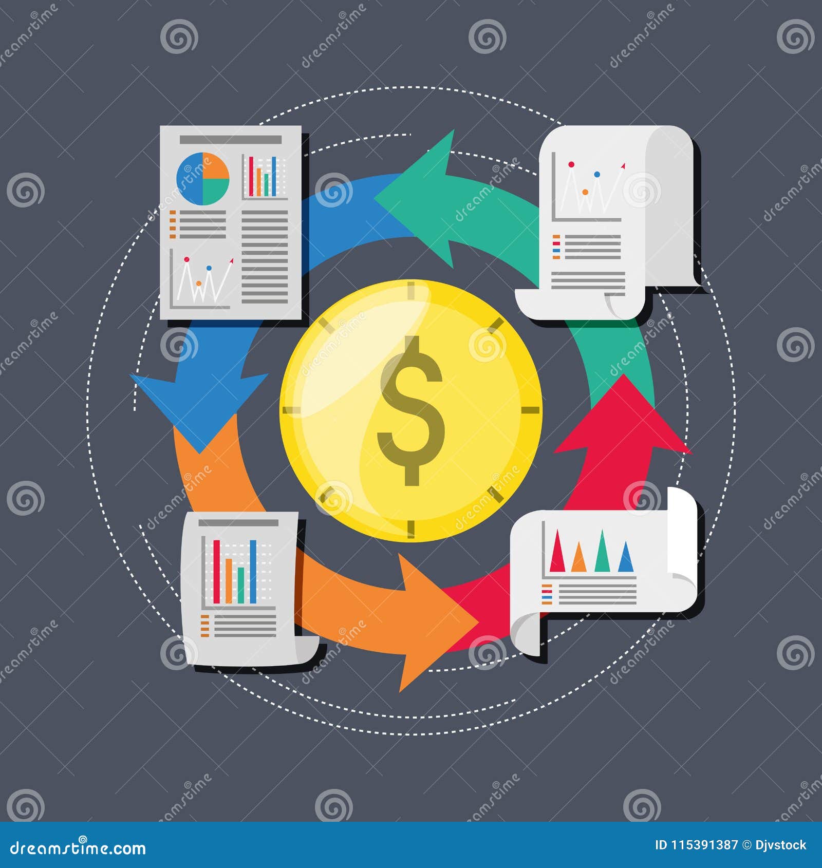 Document with Chart and Statistics Stock Vector - Illustration of ...