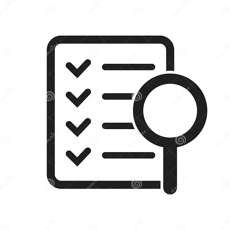 Document Check Icon Vector Illustration. Checklist Magnifier Assessment ...
