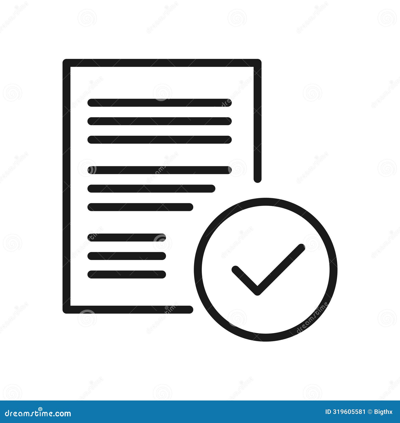 Document Check Mark Approval Icon. Quality Control Illustration Stock ...