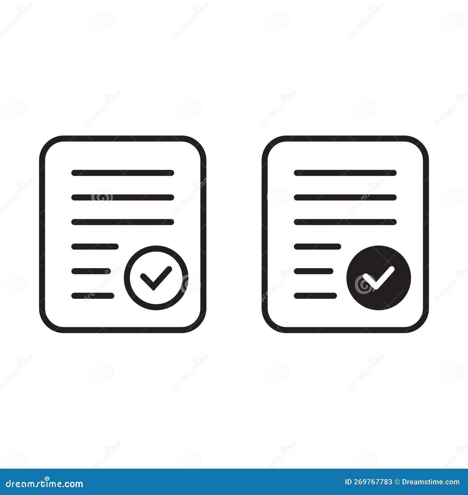 Document with Check Mark Icon. Compliance Document Icon in Flat Style ...