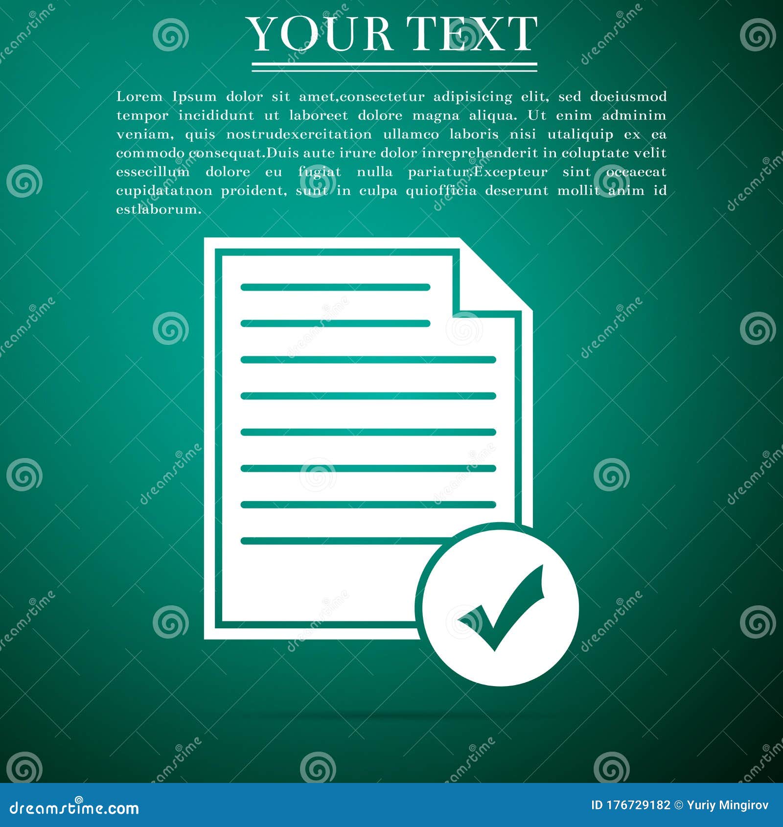 Document and Check Mark Icon Isolated on Green Background. Checklist ...