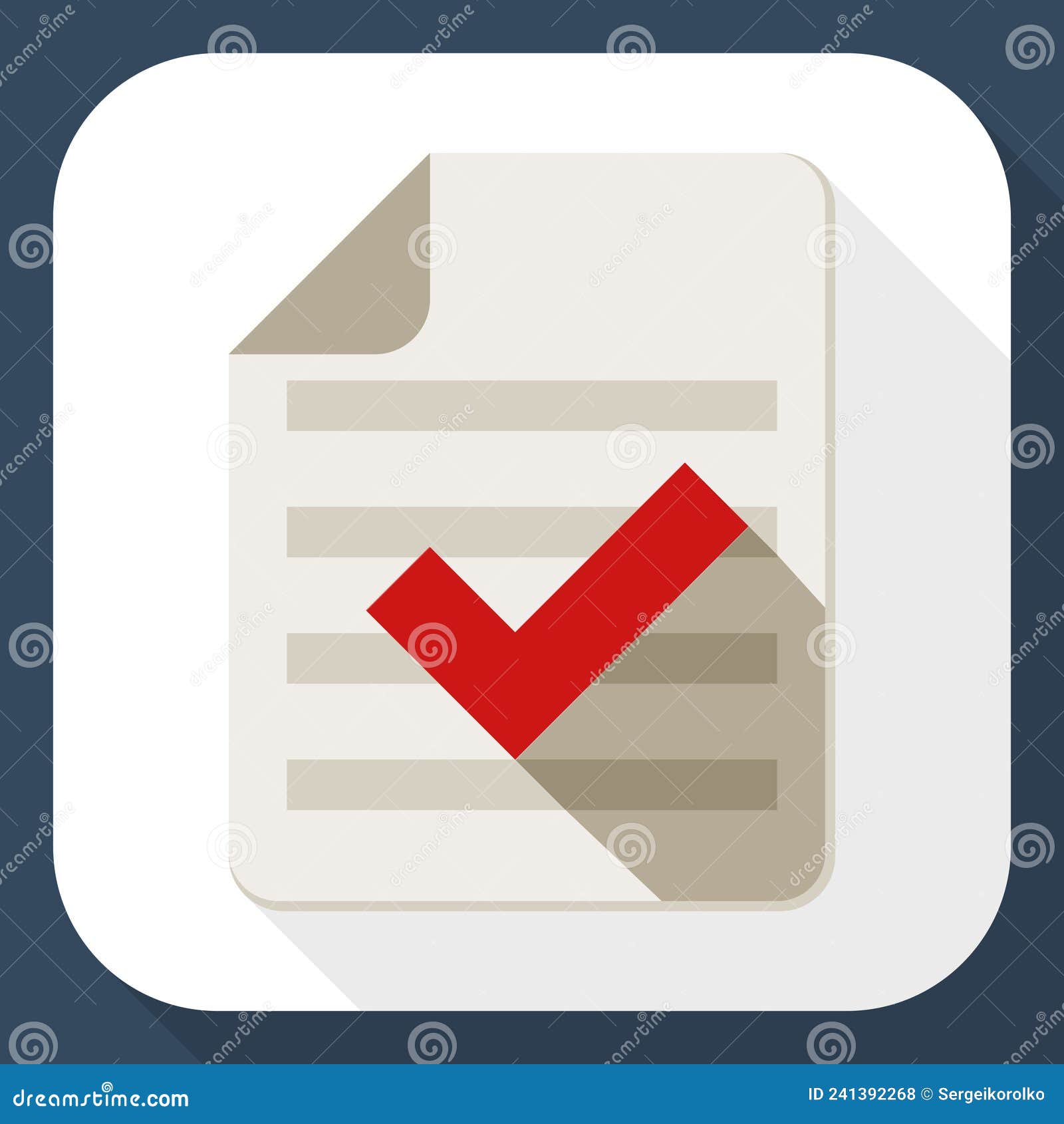 Document and Check Mark Icon with Long Shadow Stock Vector ...