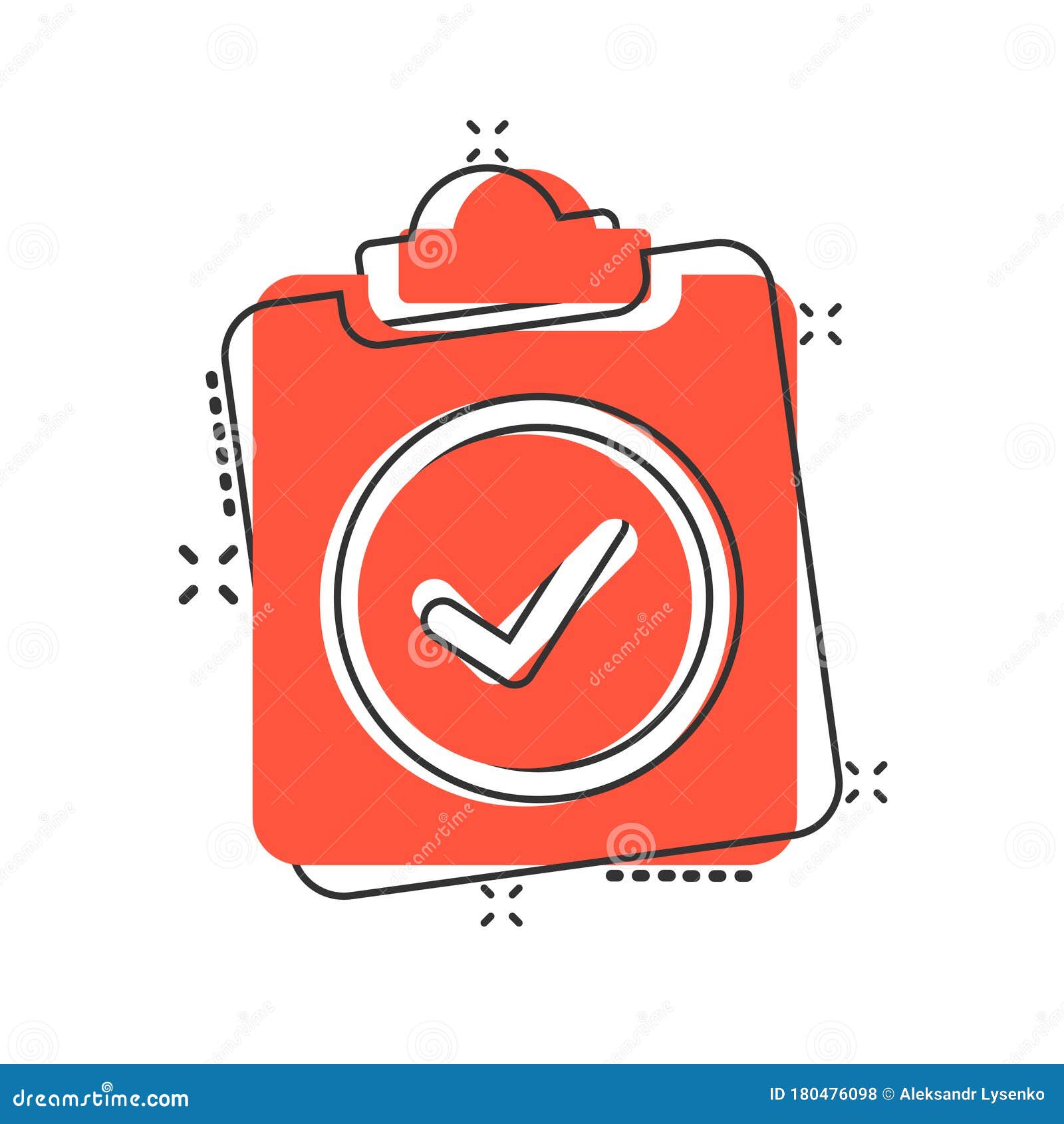 Document Checkbox Icon in Comic Style. Test Cartoon Vector Illustration ...