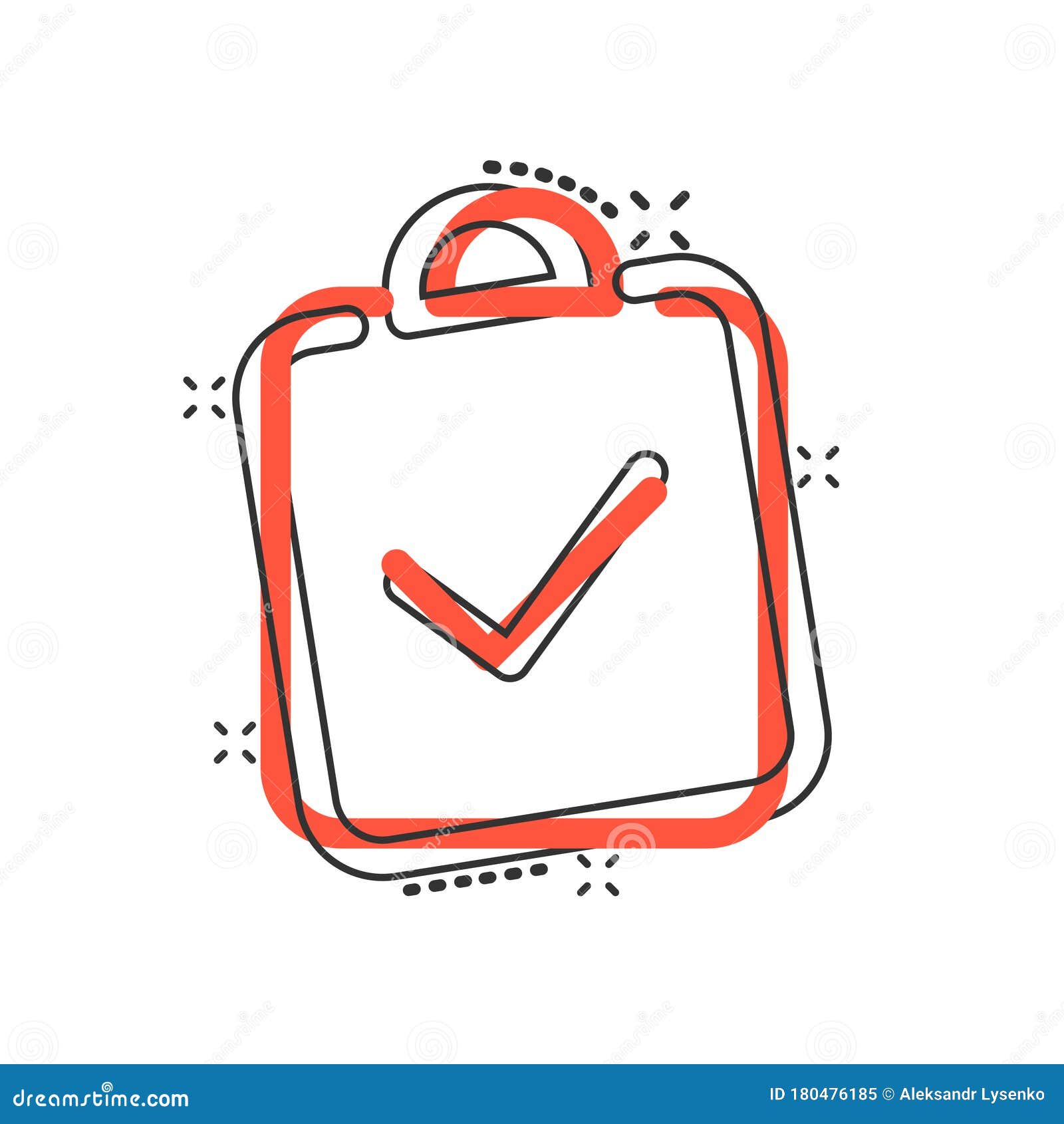 Document Checkbox Icon in Comic Style. Test Cartoon Vector Illustration ...