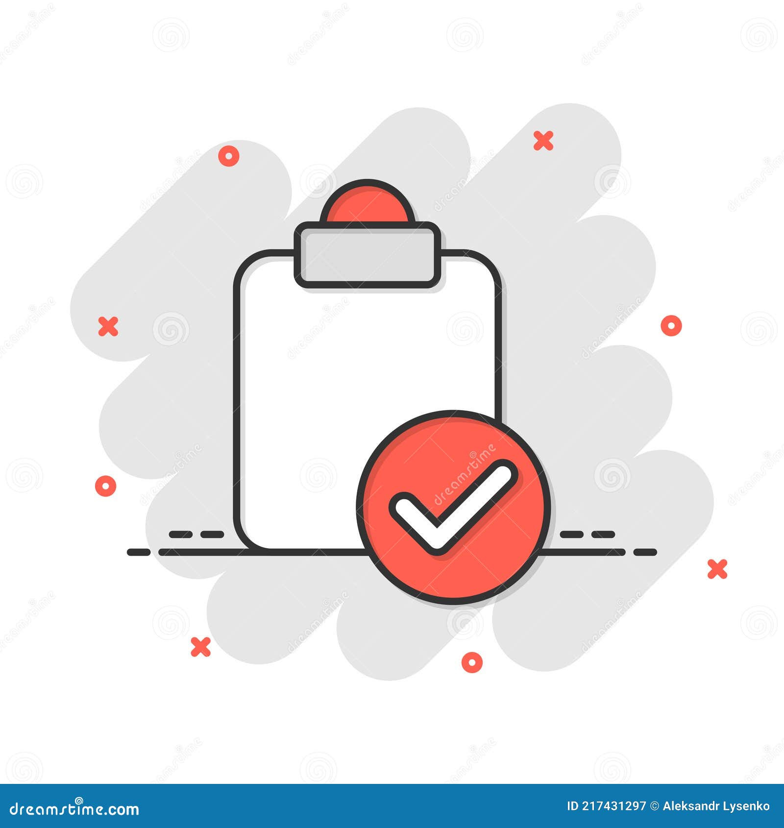 Document Checkbox Icon in Comic Style. Test Cartoon Vector Illustration ...