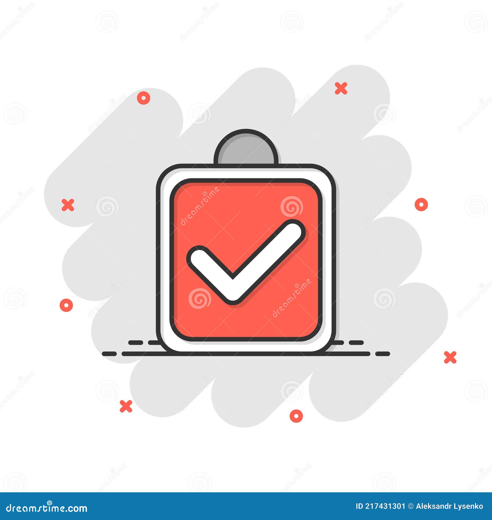 Document Checkbox Icon in Comic Style. Test Cartoon Vector Illustration ...