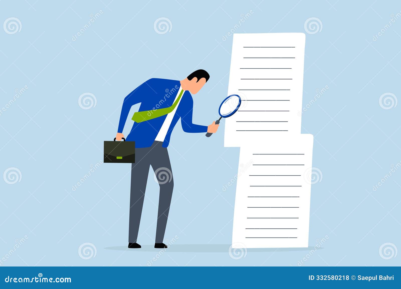 Document Checking, Businessman Manager with Big Magnifying Glass ...