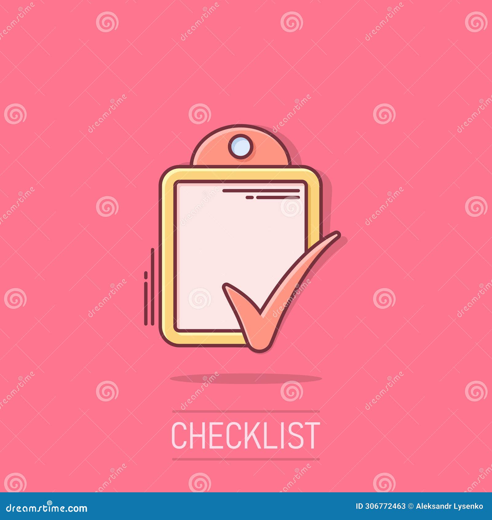 Document Checklist Icon in Comic Style. Report Cartoon Vector ...