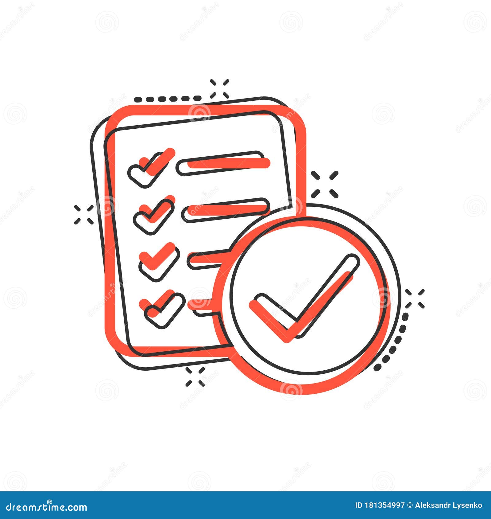 Document Checklist Icon in Comic Style. Report Cartoon Vector ...