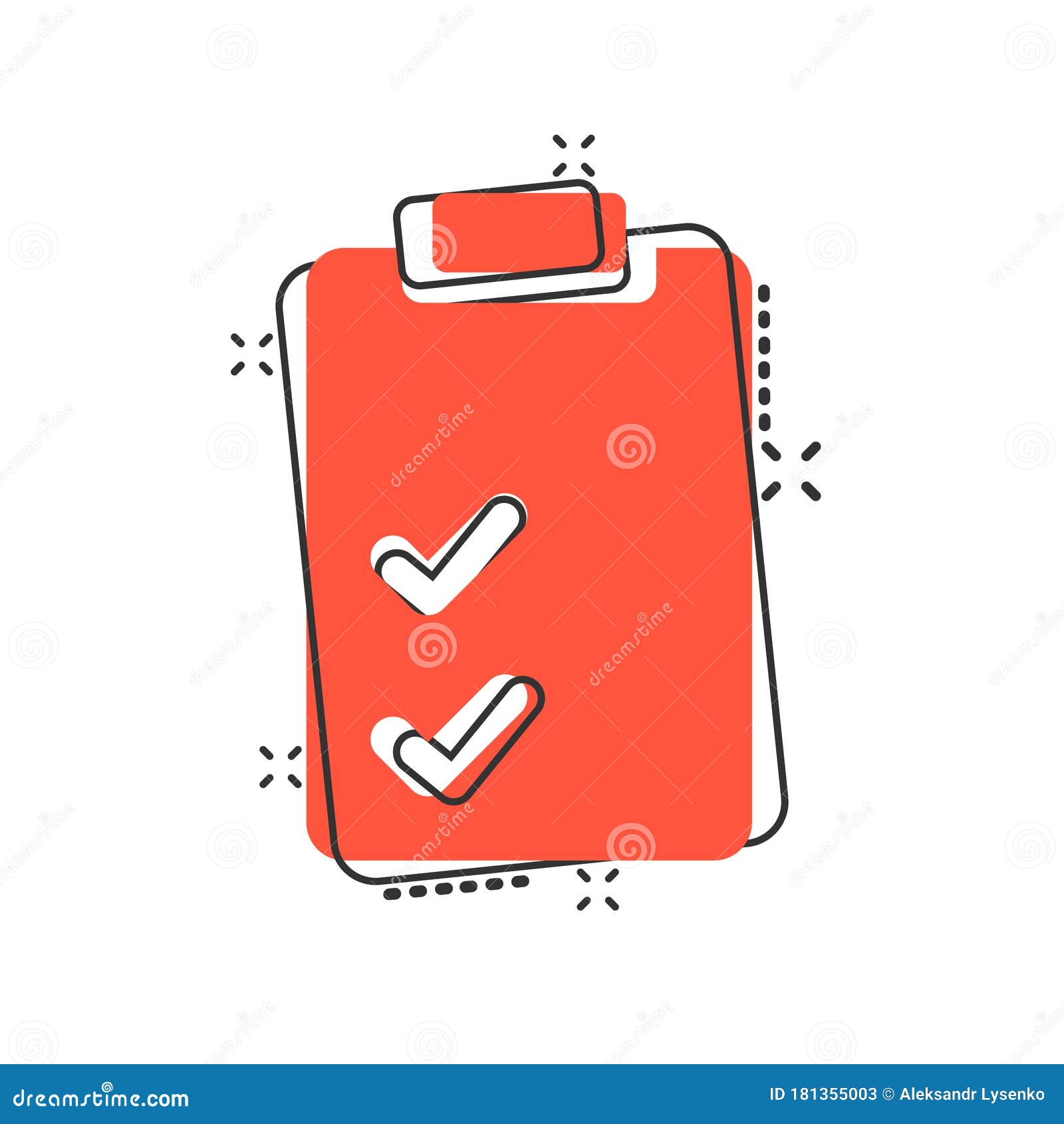 Document Checklist Icon in Comic Style. Report Cartoon Vector ...